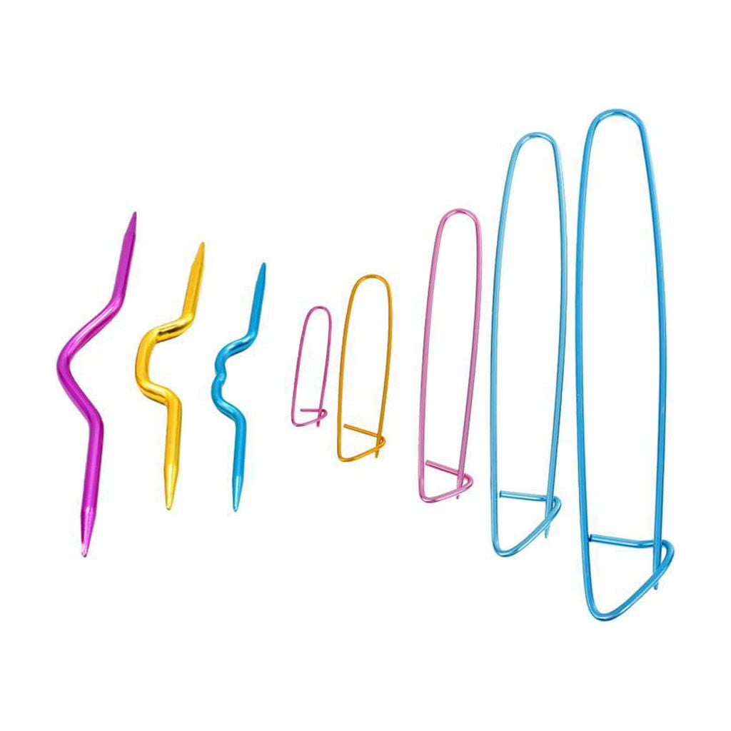 8 Pieces Aluminum Cable Knitting Stitch Holders Satefy Pin Weaving Tool ...