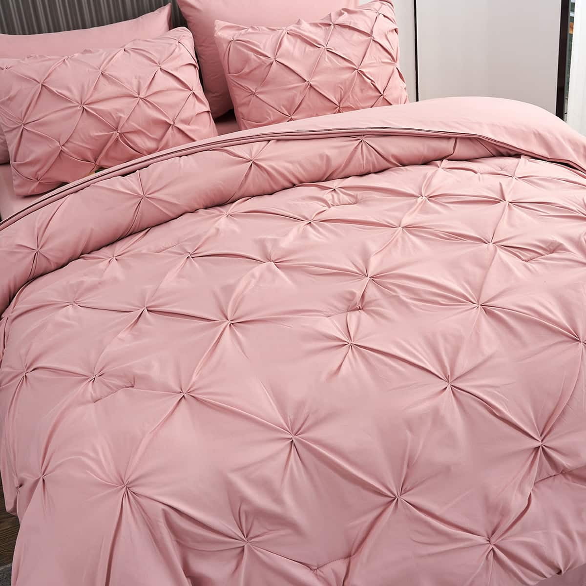 8 Pieces Bed in A Bag Pink Comforter Sets Bed Set Pink King 8 Piece ...