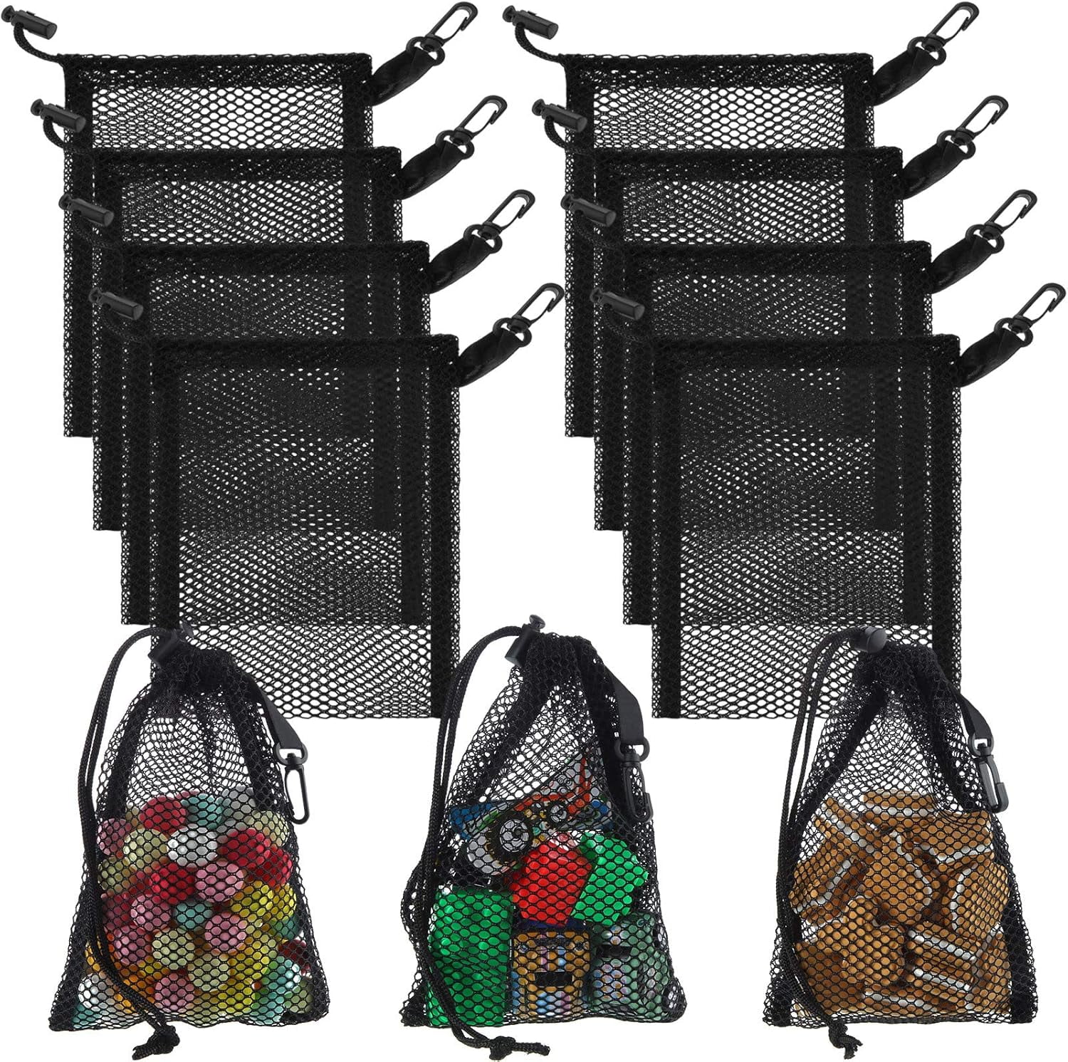 HuiJuMei Mesh Drawstring Bags 27.4x19 cm 8pk Nylon Storage Mesh Bags ...