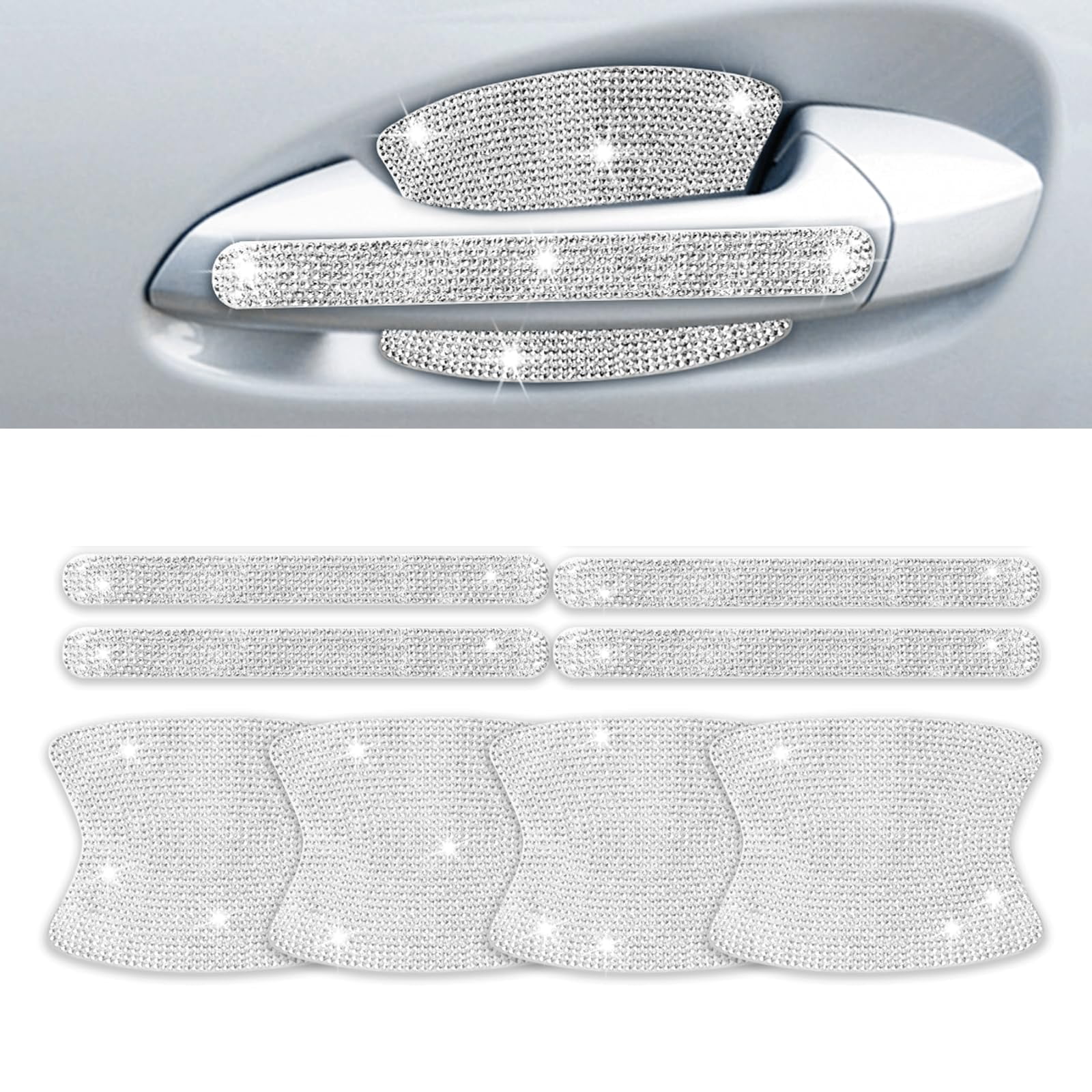 8 Pieces Bling Car Door Handle Scratch Protector, Universal Rhinestone ...