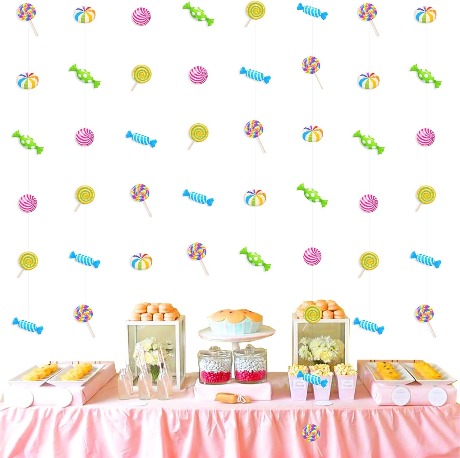 8 Pieces Candy Themed Garland Streamers - Colorful Candy Theme Bunting ...