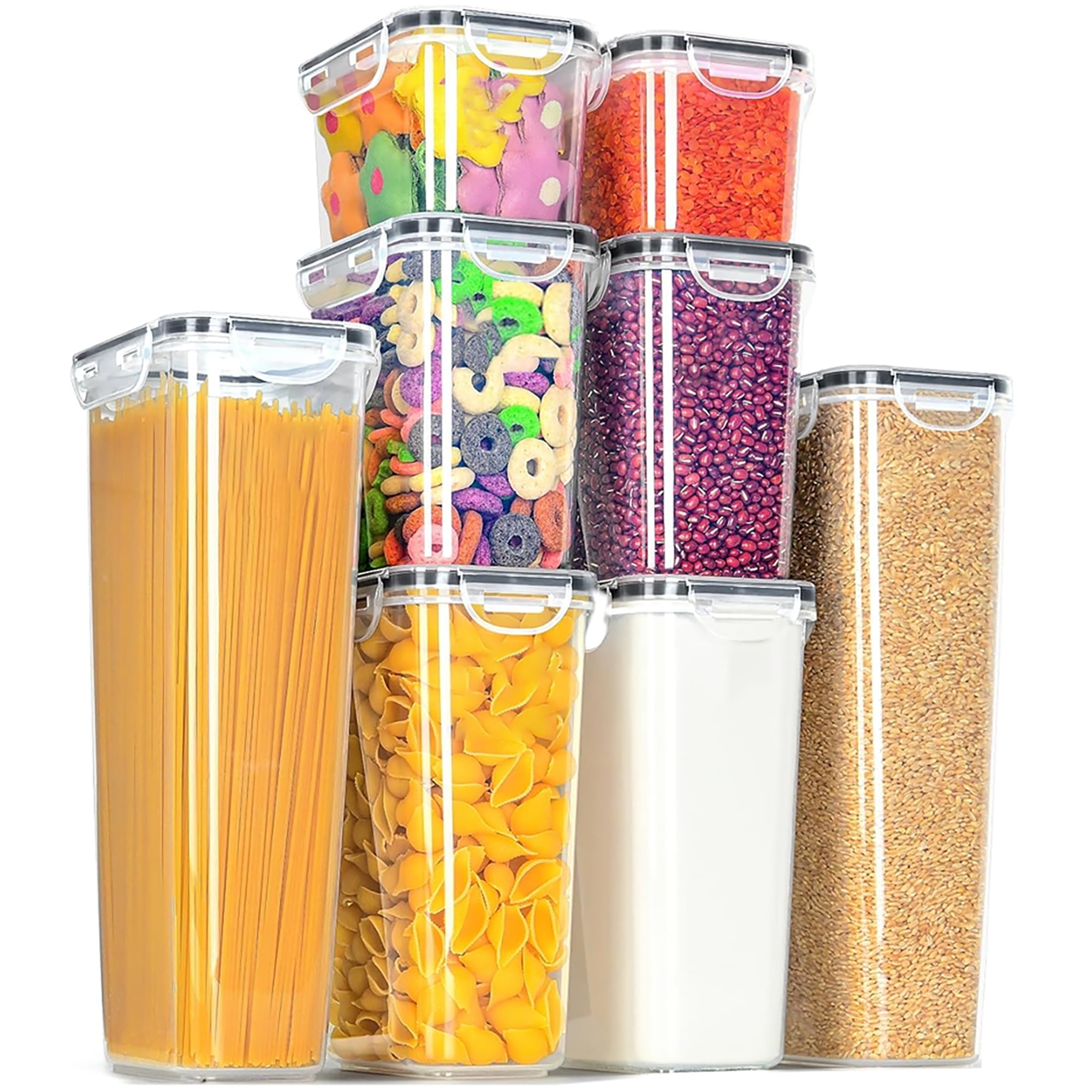 8 Pieces Cereal Containers Airtight with Lids, BPA Free Plastic Food ...
