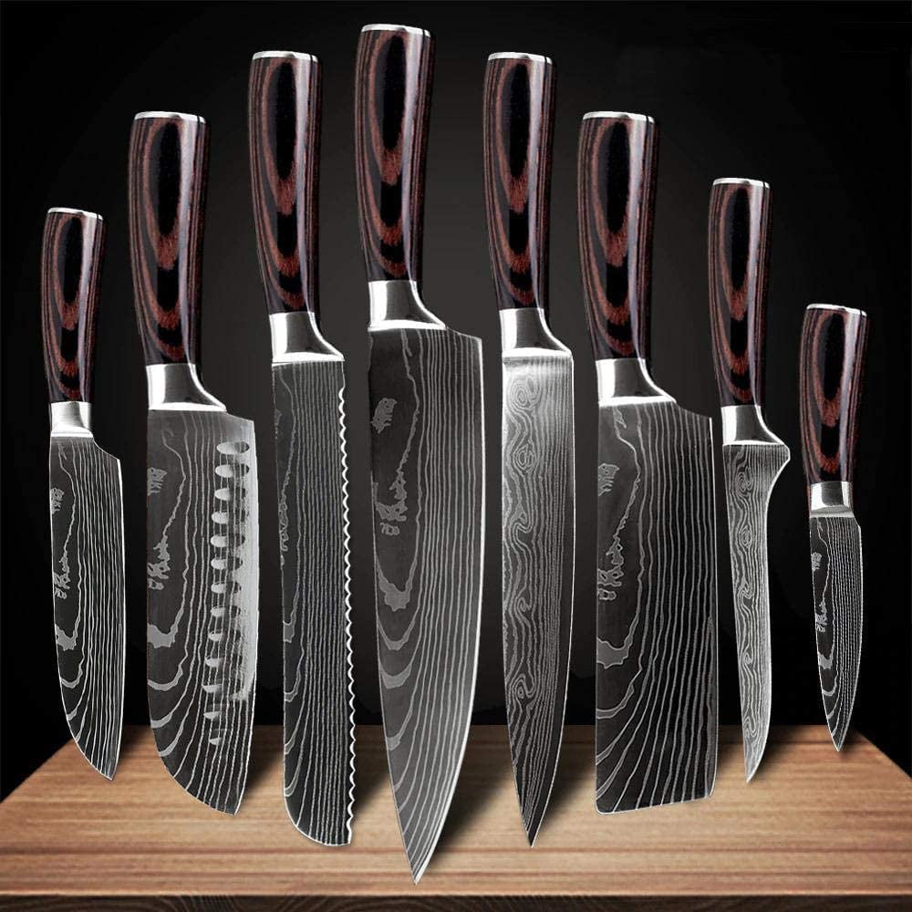 8 Pieces Chef Knife Set Professional, MDHAND Professional Stainless ...