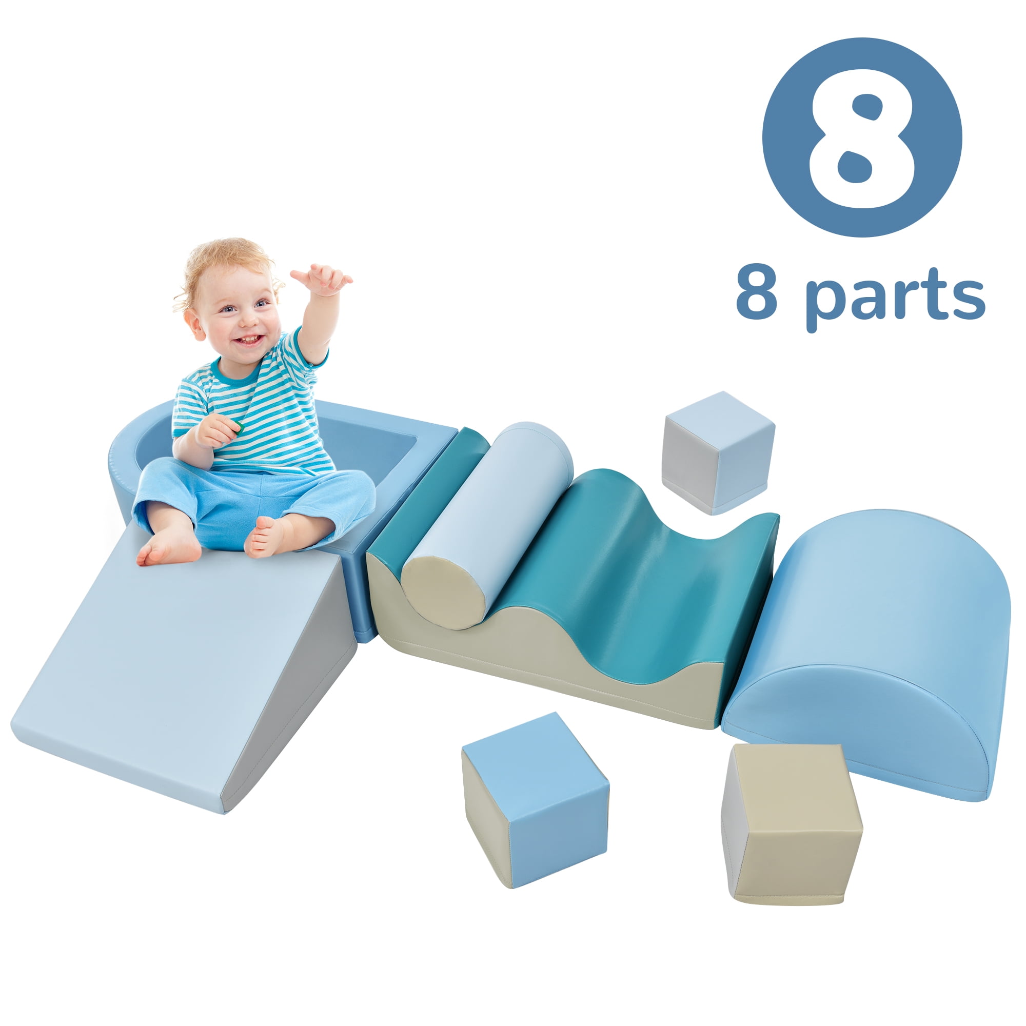 8 Pieces Climb Crawl Activity Playset Play Set For Toddler Indoor Foam ...