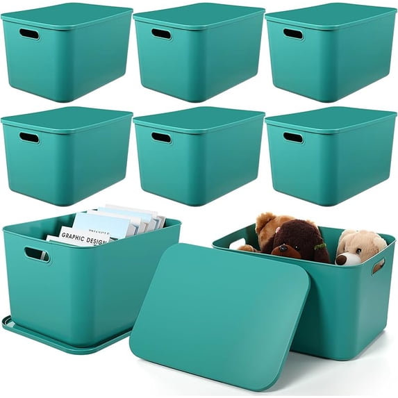 8 Pieces Colorful Storage Bins with Lid, Plastic Storage Basket ...
