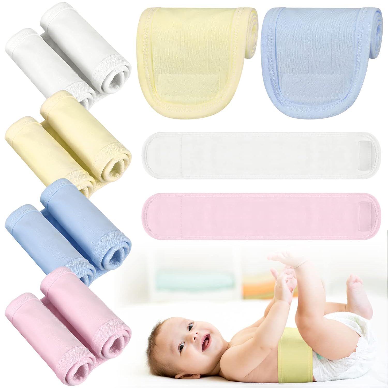 8 Pieces Cotton Baby Umbilical Cord Soft Infant Belly Button Band ...