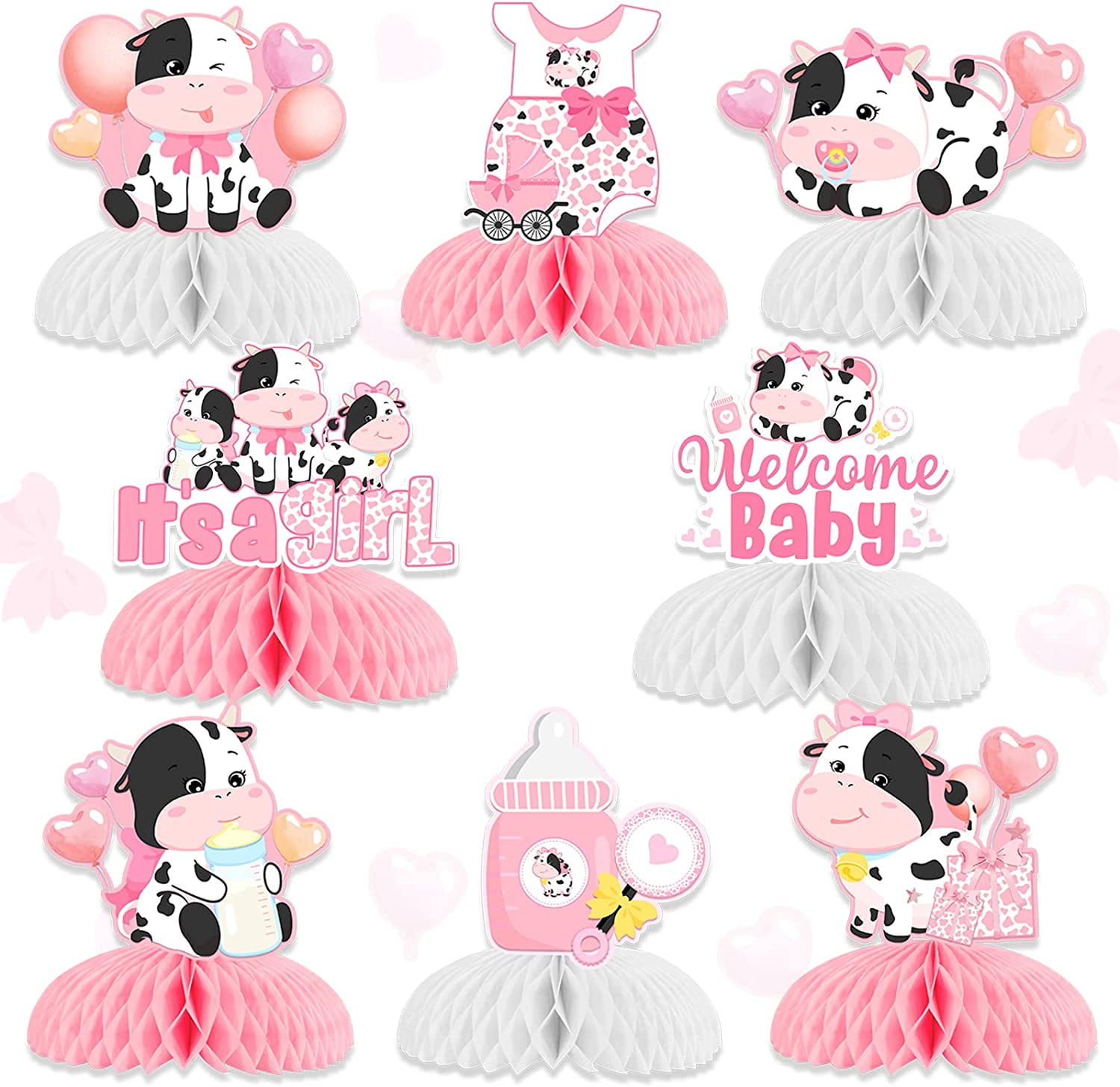 8 Pieces Cow Honeycomb Centerpieces, Cow Table Topper Honeycomb 3D ...