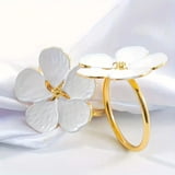 8 Pieces Creative Floral Napkin Rings - White Oil Painting Design for ...