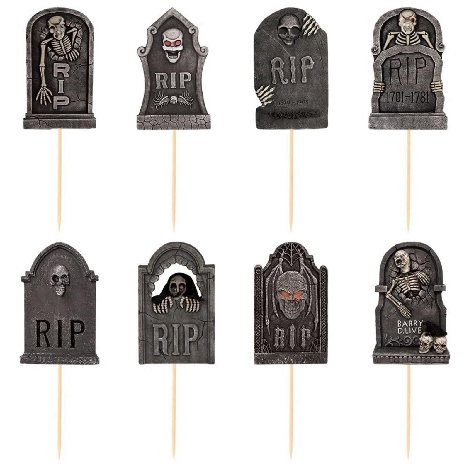 8 Pieces Cupcake Decorations Cemetery Cake Picks Cupcake Decorations ...