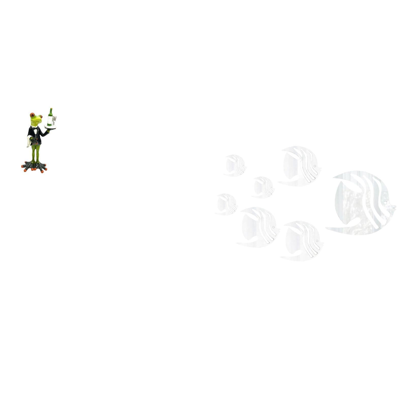 8 Pieces Desktop Figurine Waiter Frog Statue Fish Wall Decals Removable ...