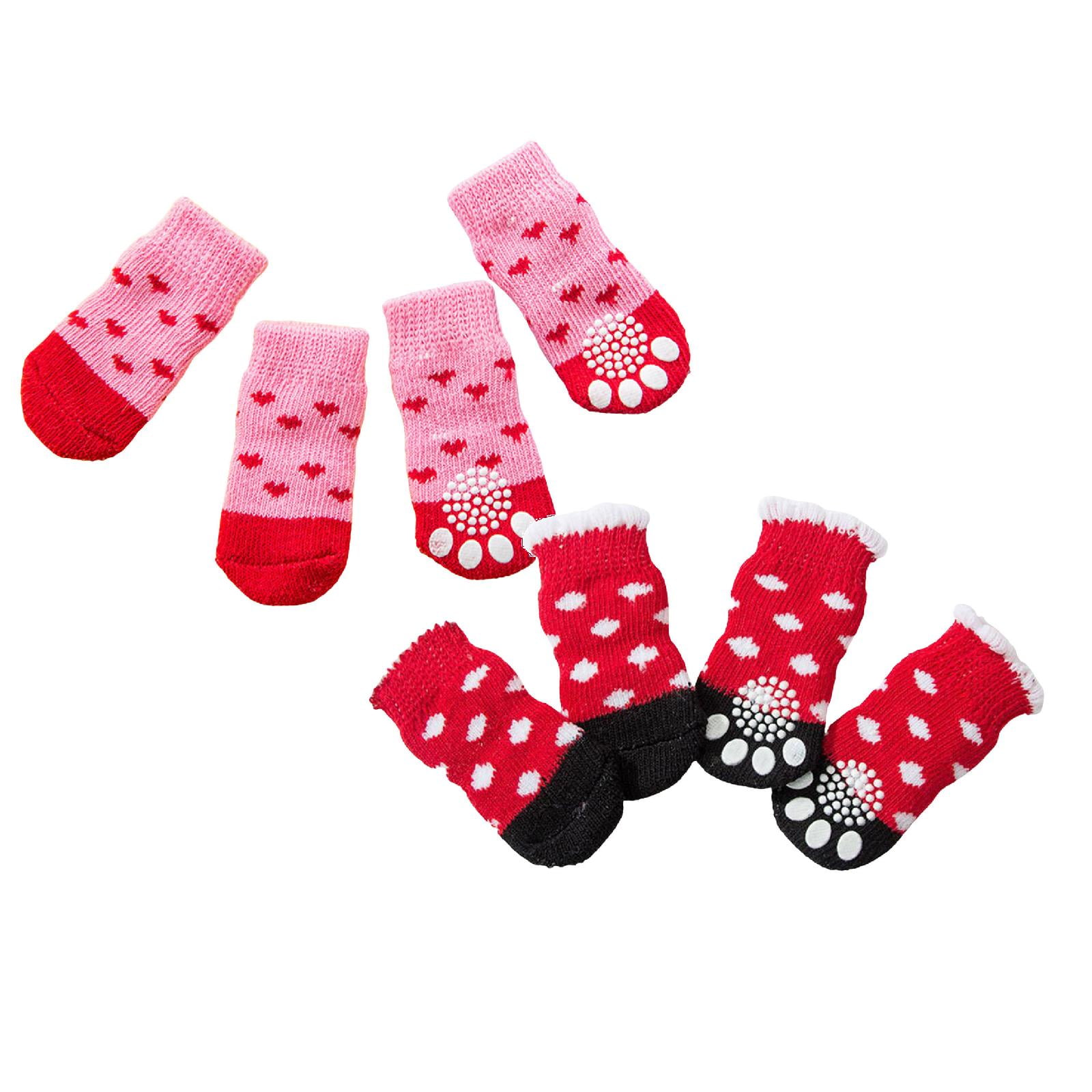 8 Pieces Dog Socks Small Cat Protector Socks Pet Doggie Socks Grip Knit ...