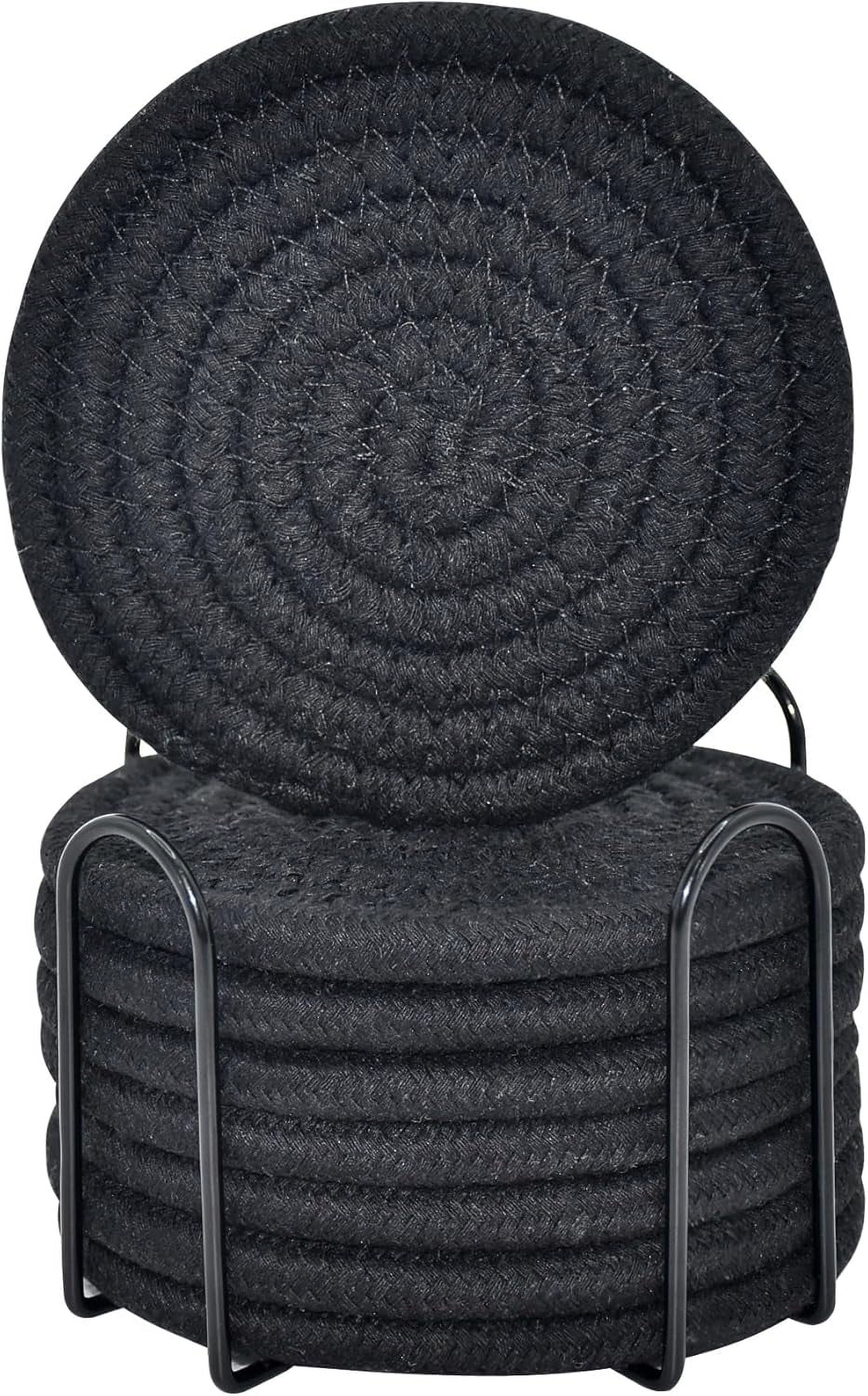 8 Pieces Drink Coasters with Holders, Cotton Woven Absorbent Coasters ...