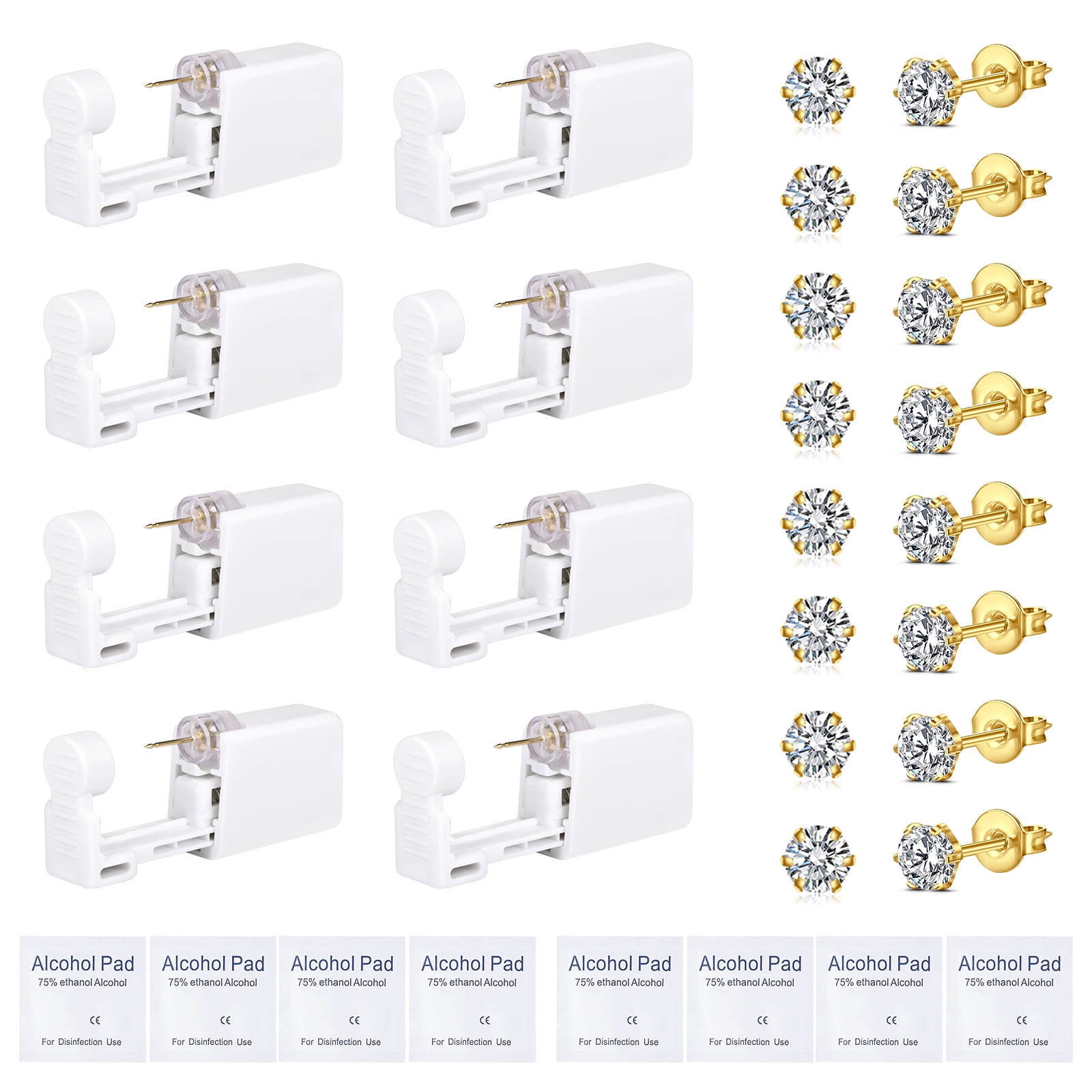 Briana Williams 8 Pack Disposable Ear Piercing Gun Kit, Gold-Plated CZ ...