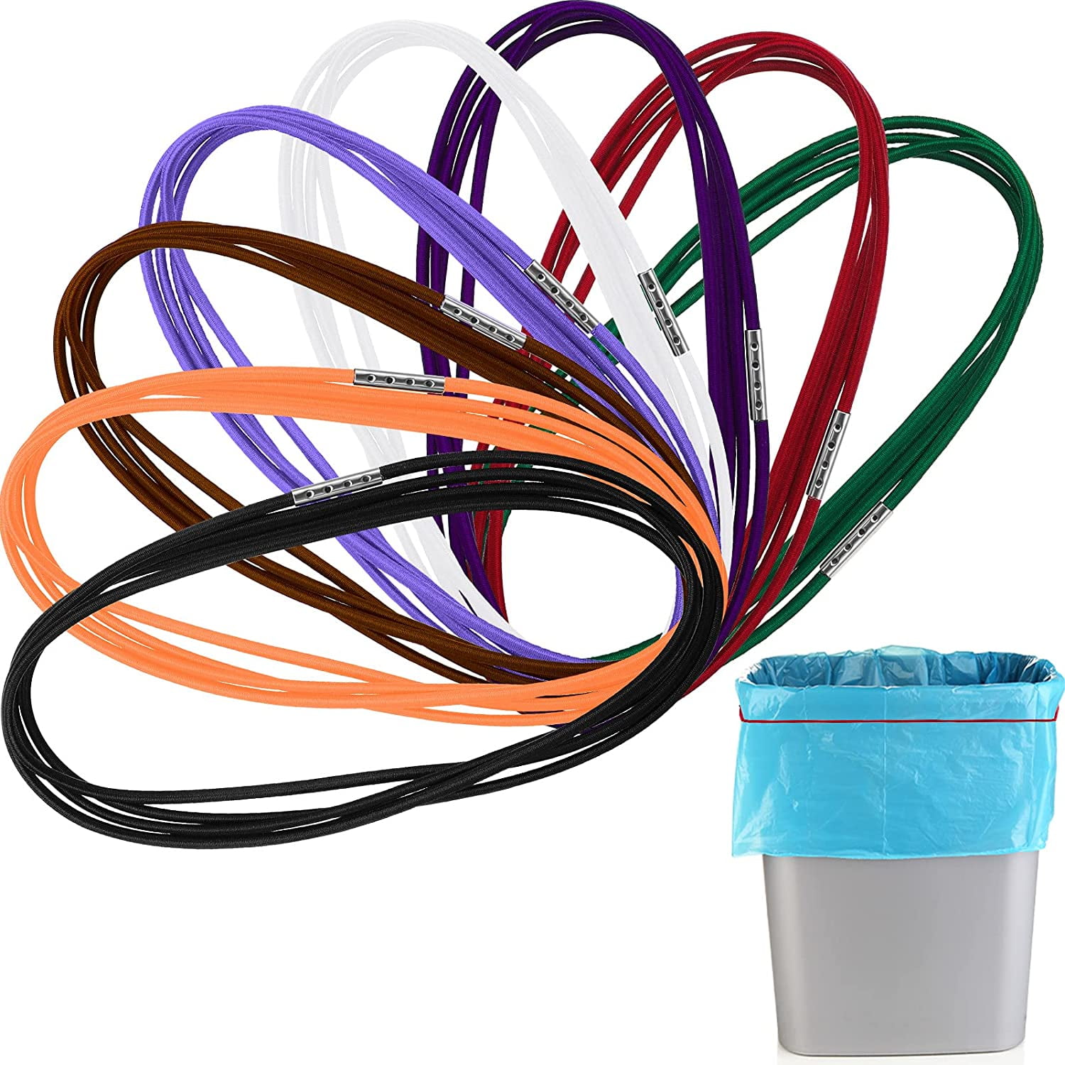 8 Pieces Elastic Trash Can Rubber Bands Set Fits 13-30 Gallon Garbage ...