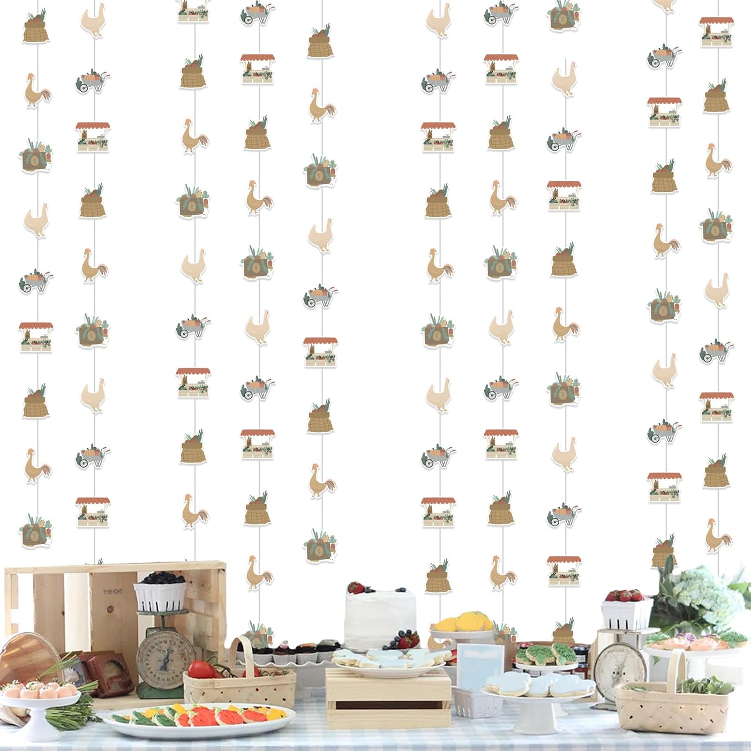 8 Pieces Farmers Market Theme Garland Streamers, Retro Locally Grown ...
