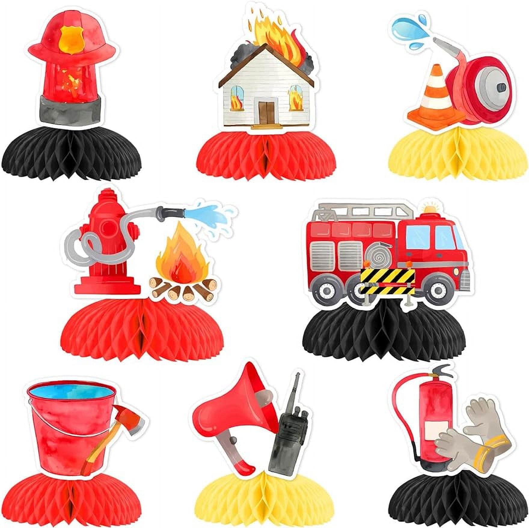 8 Pieces Fire Truck Honeycomb Centerpieces - Firefighter Firetruck ...