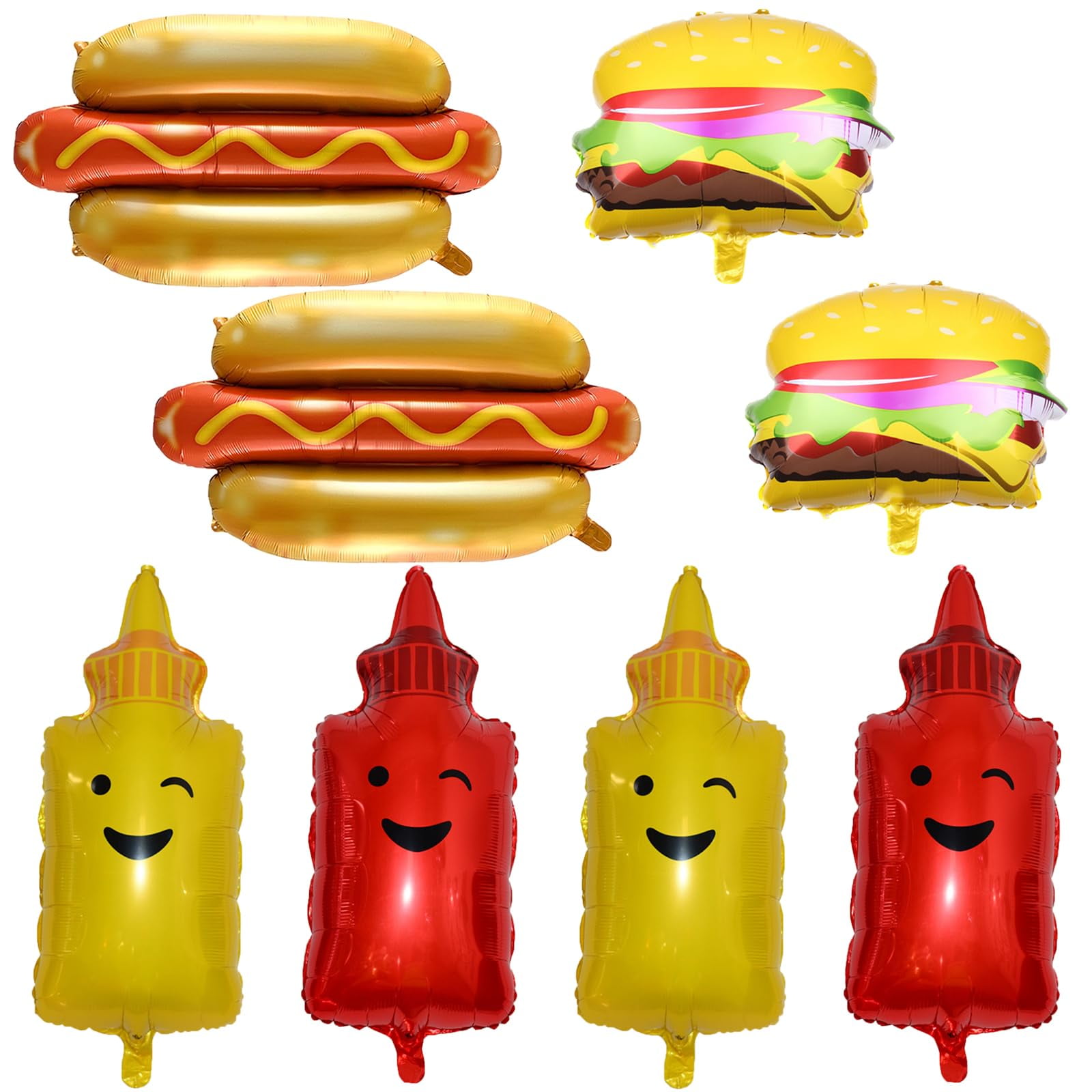 8 Pieces Food Themed Balloons Hamburger Hot Dog Ketchup Mustard Bottle ...