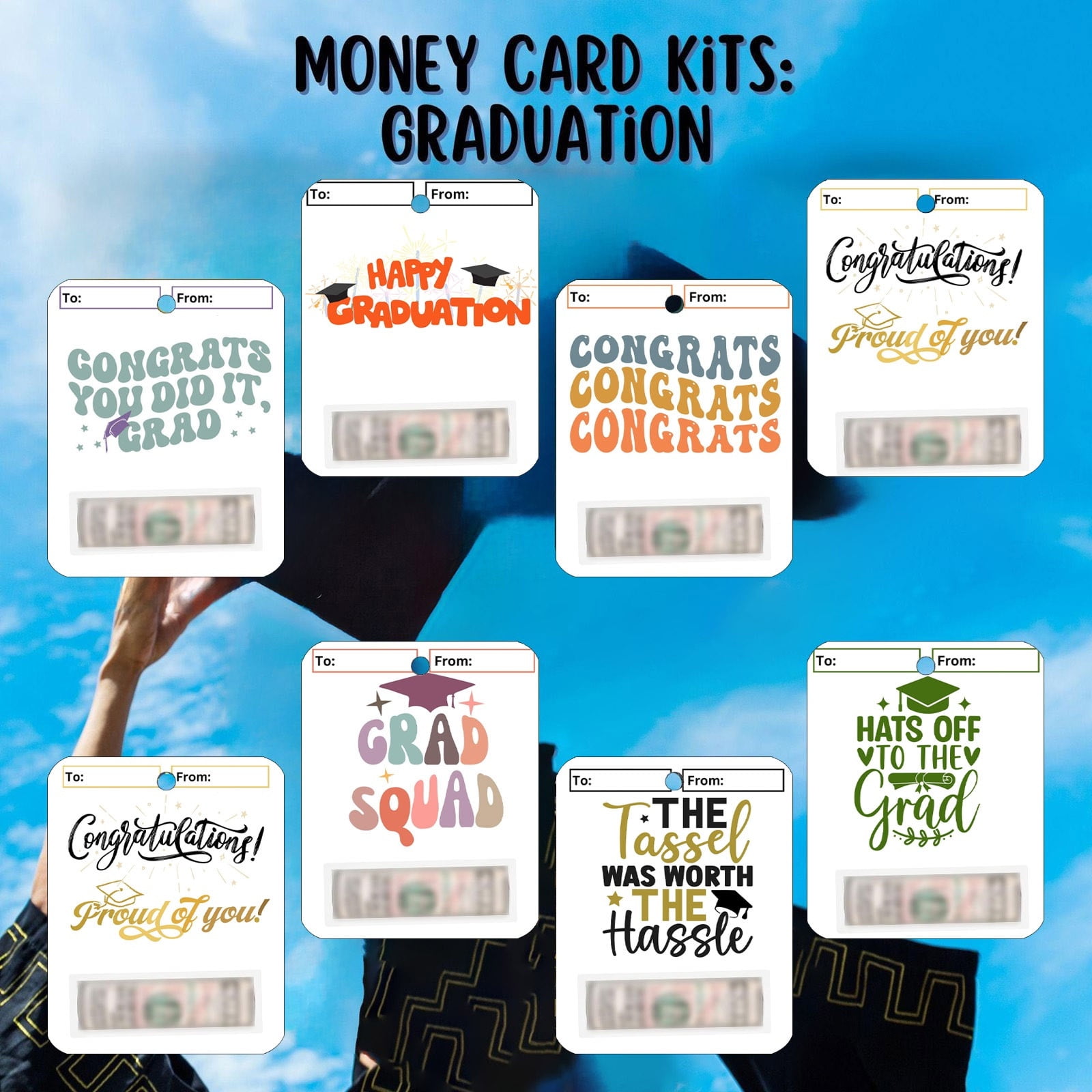 8 Pieces Graduation Wallets Cards Set, 5.51" Transparent Light Green ...