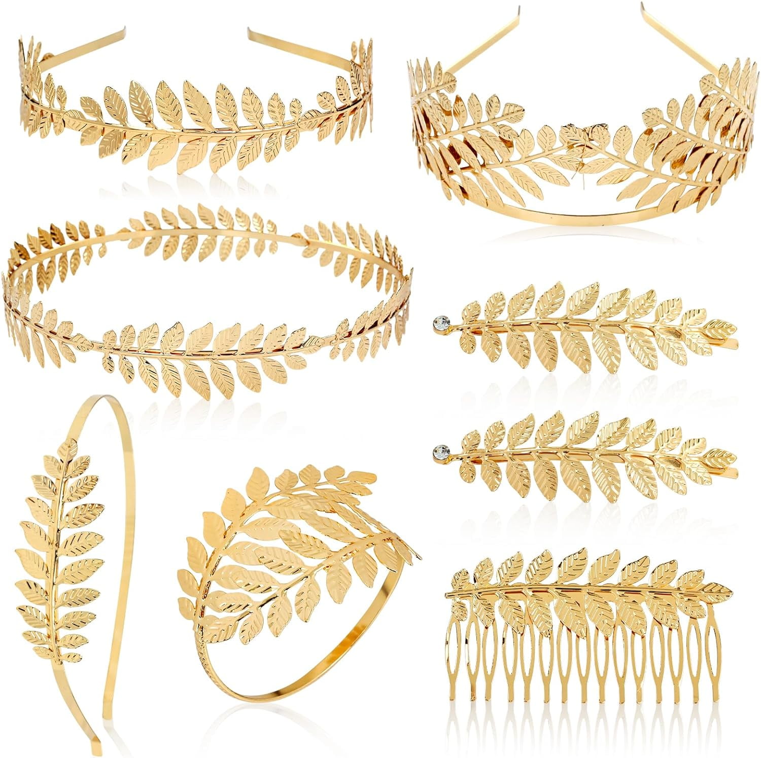 8 Pieces Greek Roman Goddess Laurel Gold Leaf Crowns Tiaras Headbands ...