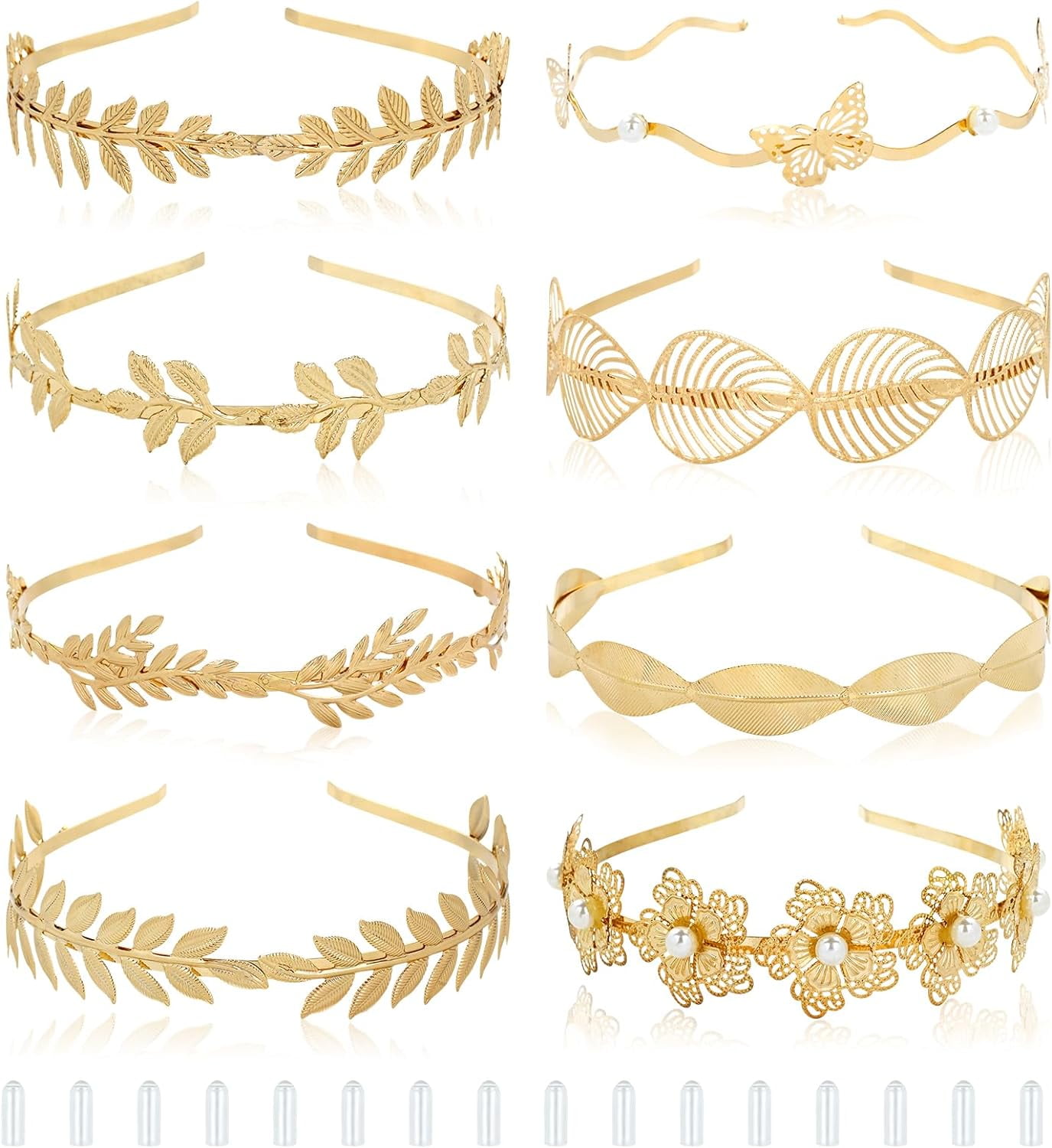 8 Pieces Greek Roman Goddess Laurel Pearl Gold Metal Leaf Butterfly ...