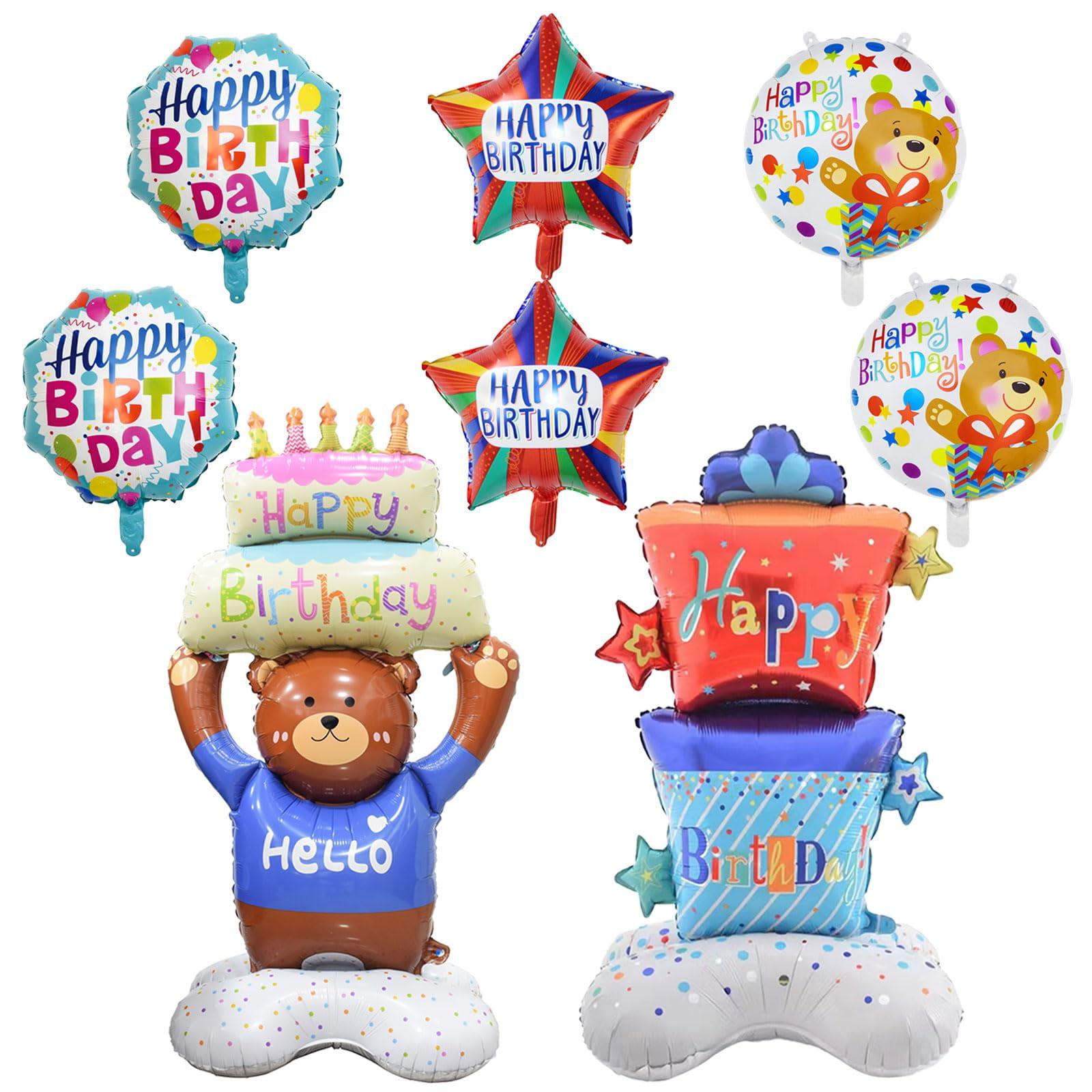 8 Pieces Happy Birthday Balloon - KKS1 61 Inch Giant Self Standing ...
