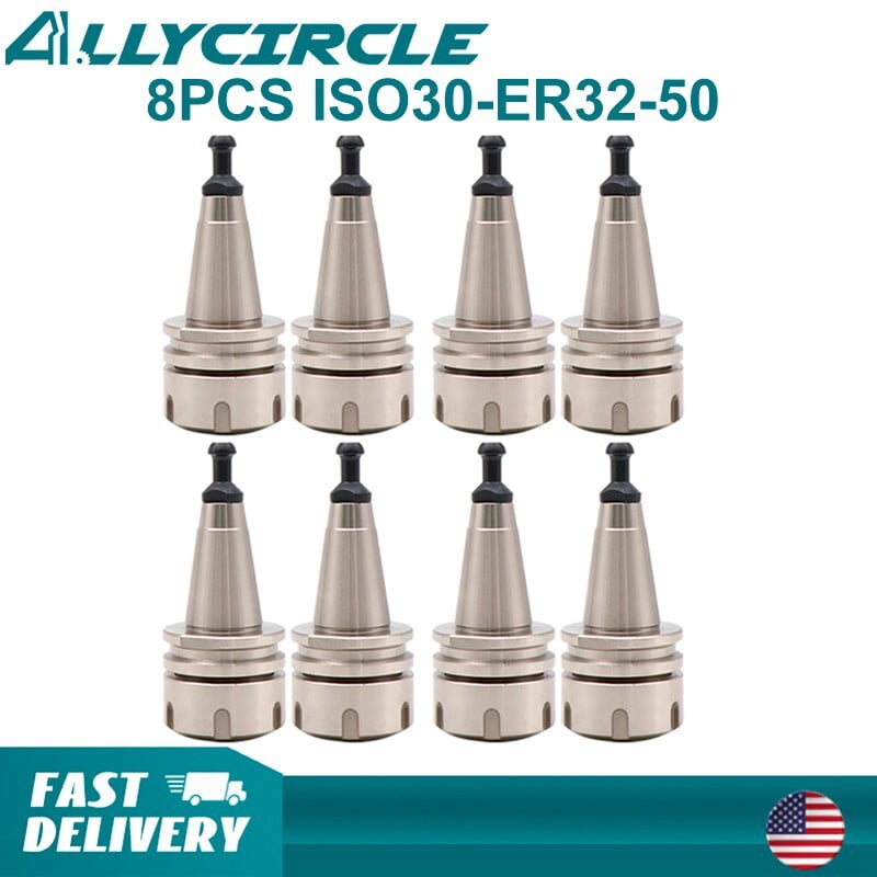 8 Pieces ISO30-ER32-50 Collet Chuck G2.5 30000RPM for CNC Router Tool ...