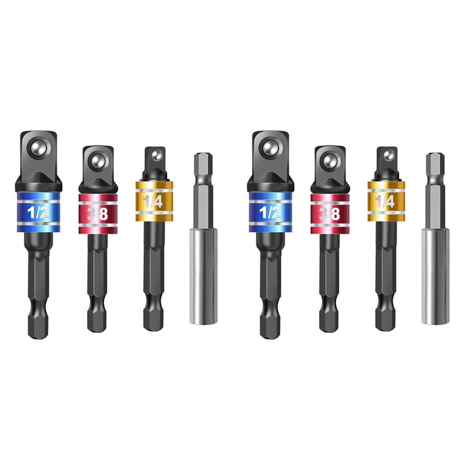 8 Pieces Impact Driver Socket Adapter Set for 1/4 Inch Hex to Square ...