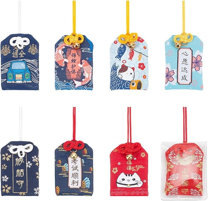 8 Pieces Japanese Omamori Amulet Good Luck Hanging Sachet Lucky Amulet ...