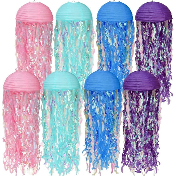 8 Pieces Jellyfish Paper Lantern, Gradient Colorful Mermaid Hanging ...