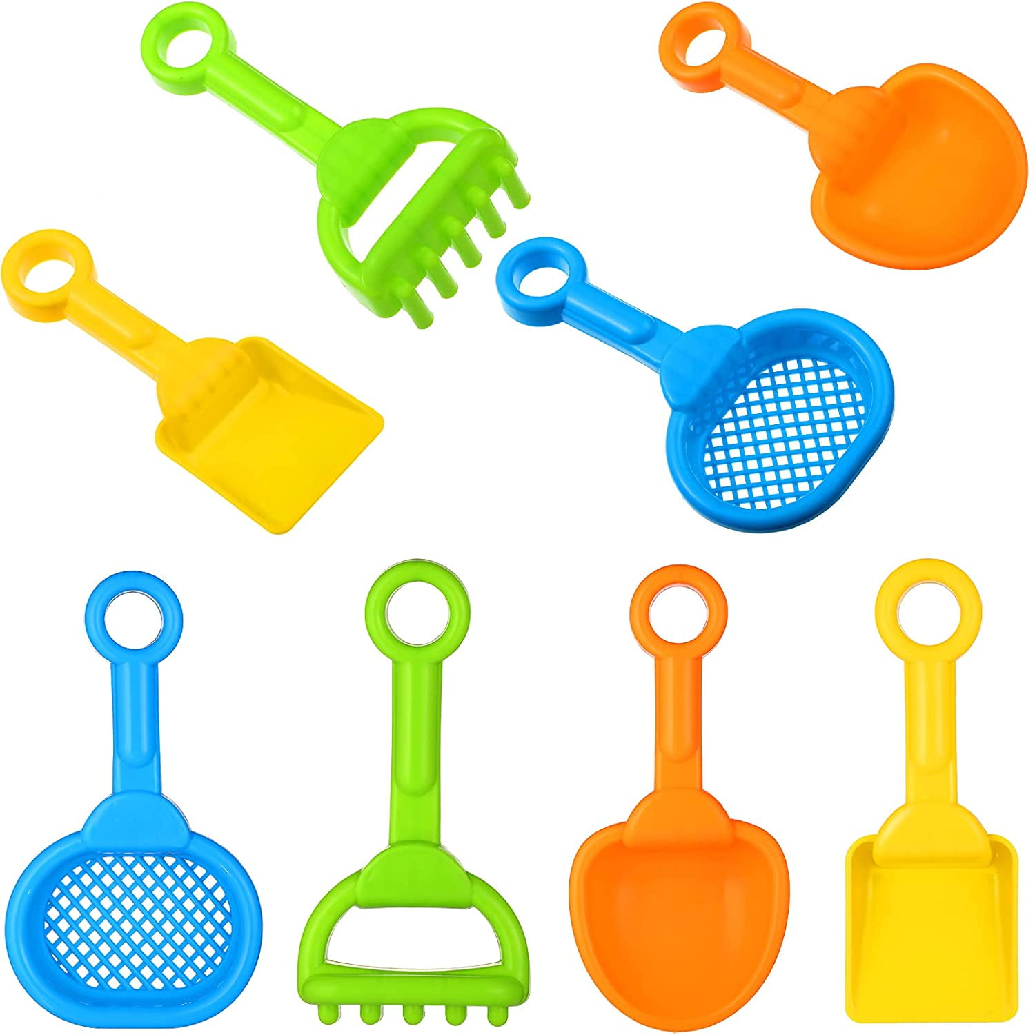 8 Pieces Kids Beach Sand Shovels Colorful Plastic Rake Beach Sand ...