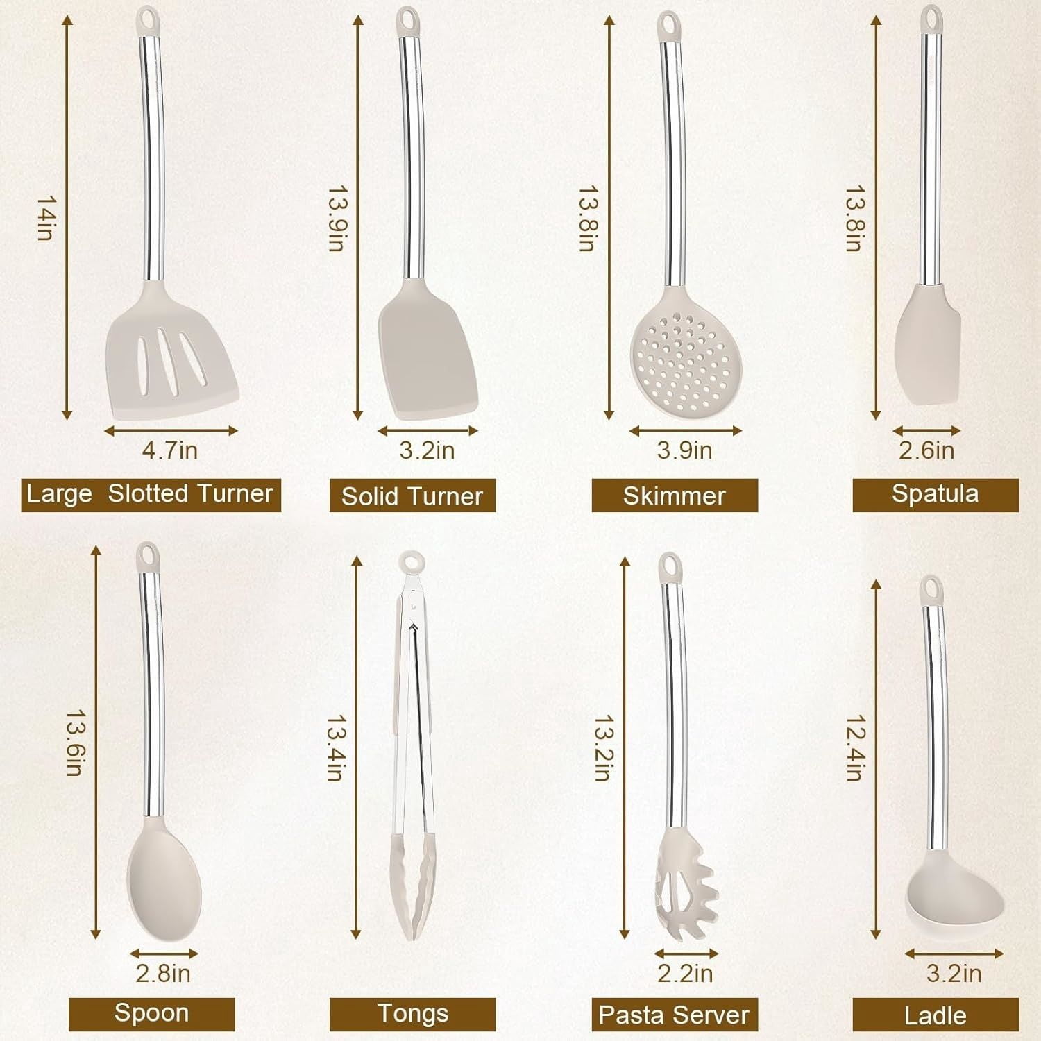 8 Pieces Kitchen Utensils Set, Silicone Cooking Utensils Set for Non ...
