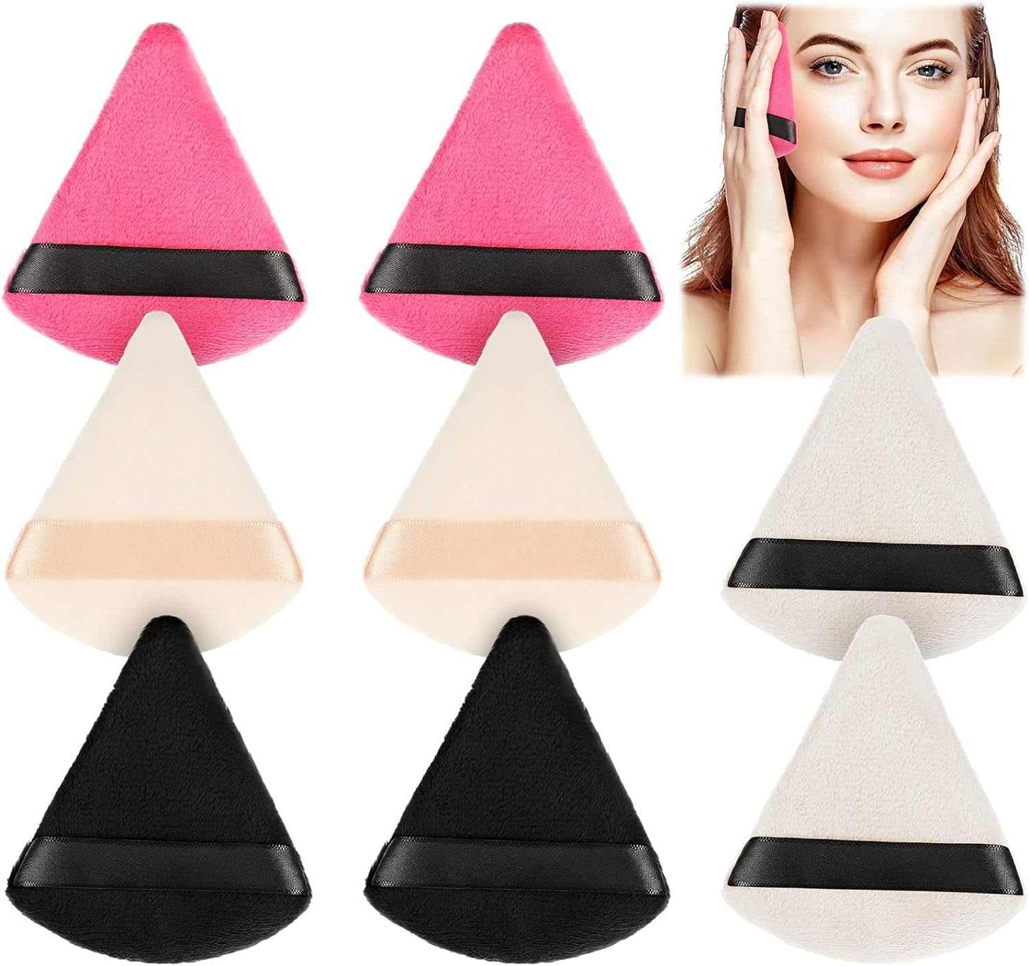 8 Pieces Large Powder Puff Face Triangle Makeup Puff for Loose Powder ...