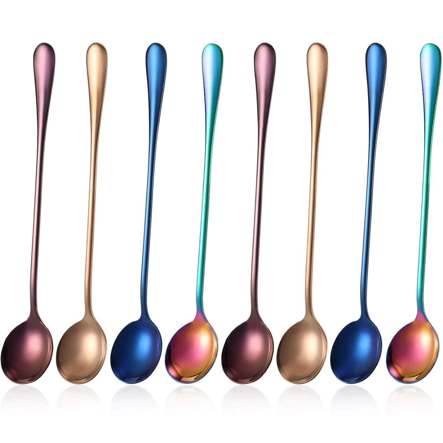 8 Pieces Long Handle Tea Spoon Stainless Steel Coffee Mixing Spoons ...