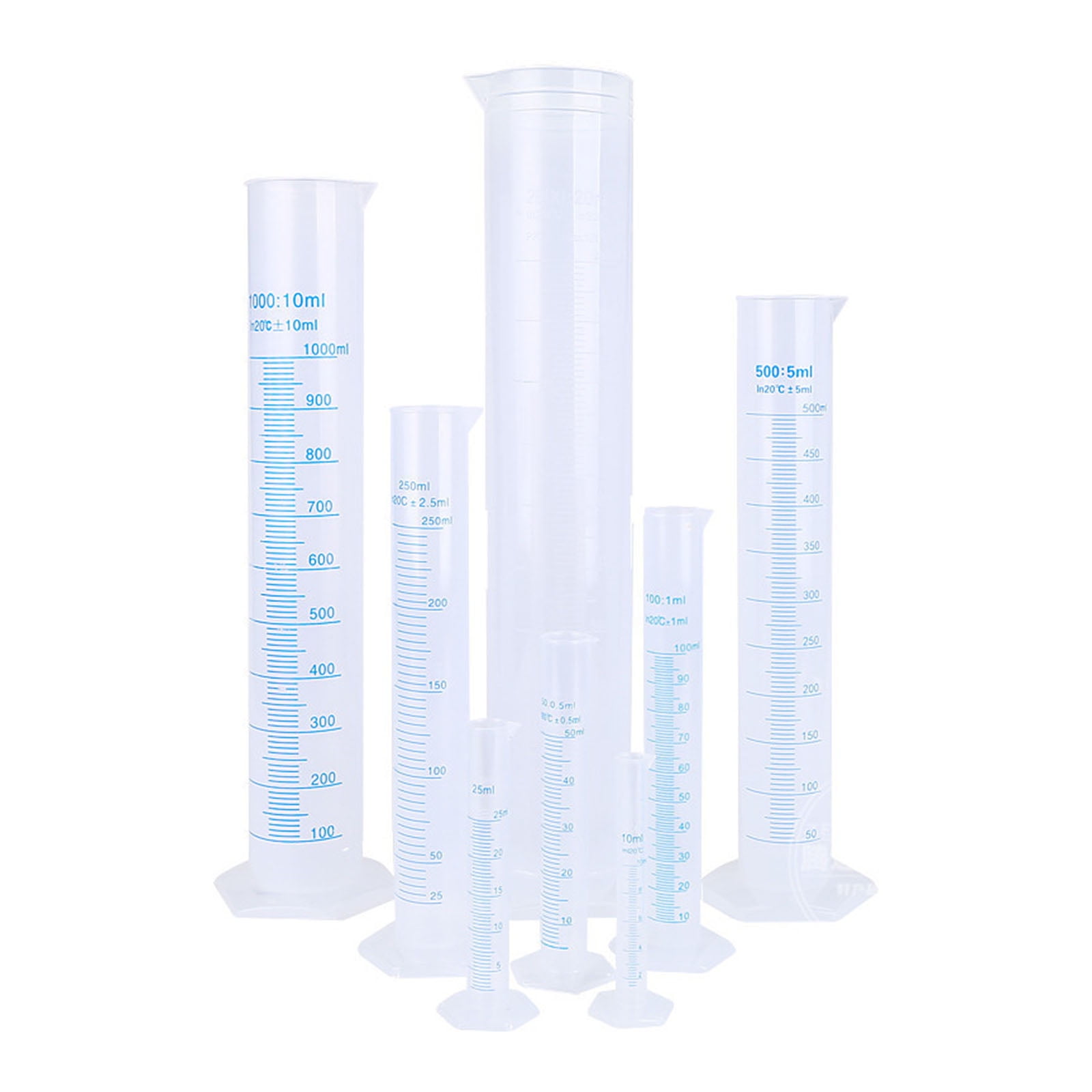 8 Pieces Measuring Cylinder Set 2-Sided Marking Lab Cylinders 10-2000ml ...