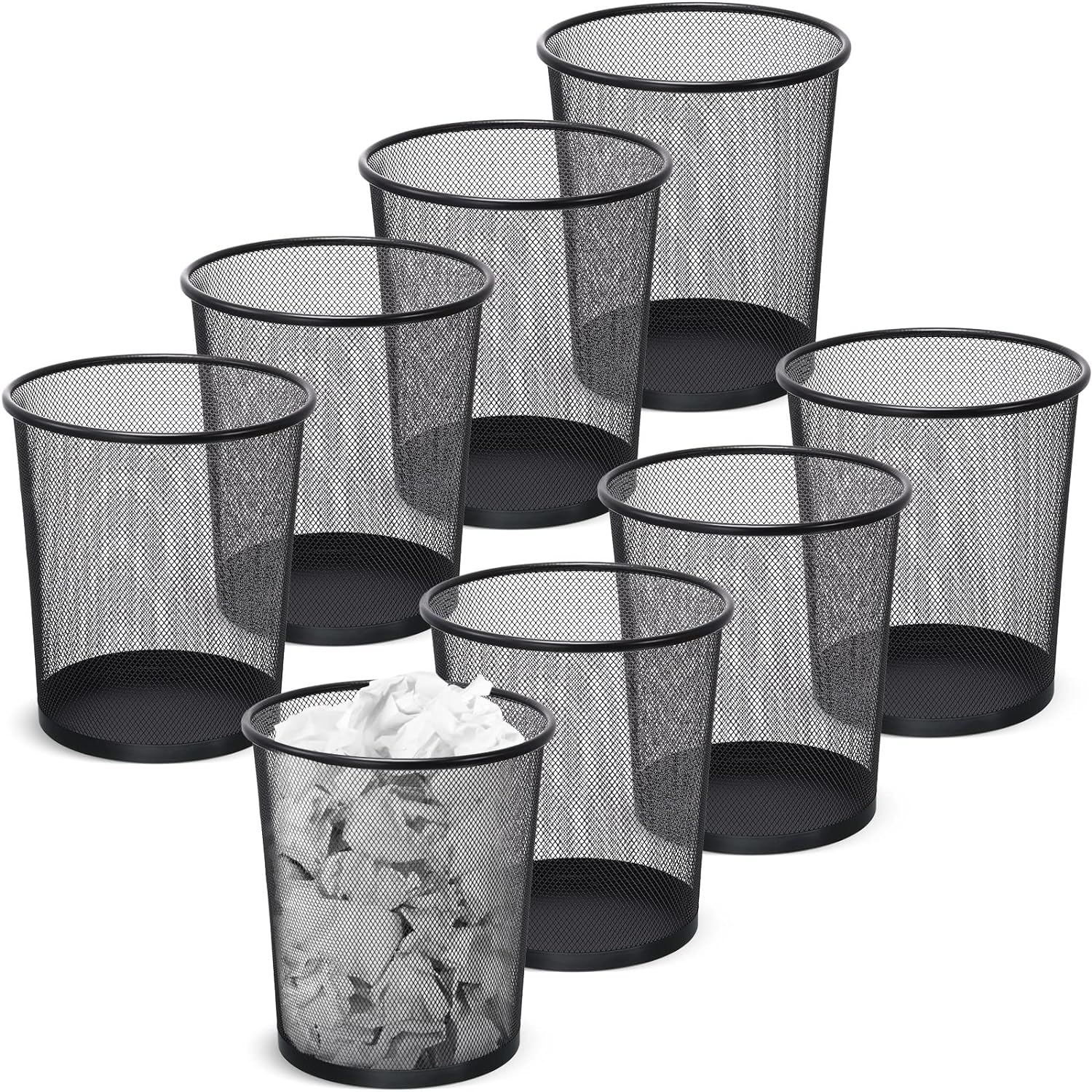 8 Pieces Mesh Trash Can Round Mesh Waste Basket Mesh Garbage Bin 3 ...