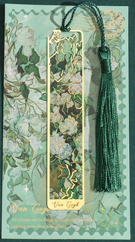 8 Pieces Metal Bookmarks with Tassel, Golden Hollow Bookmark Van Gogh ...