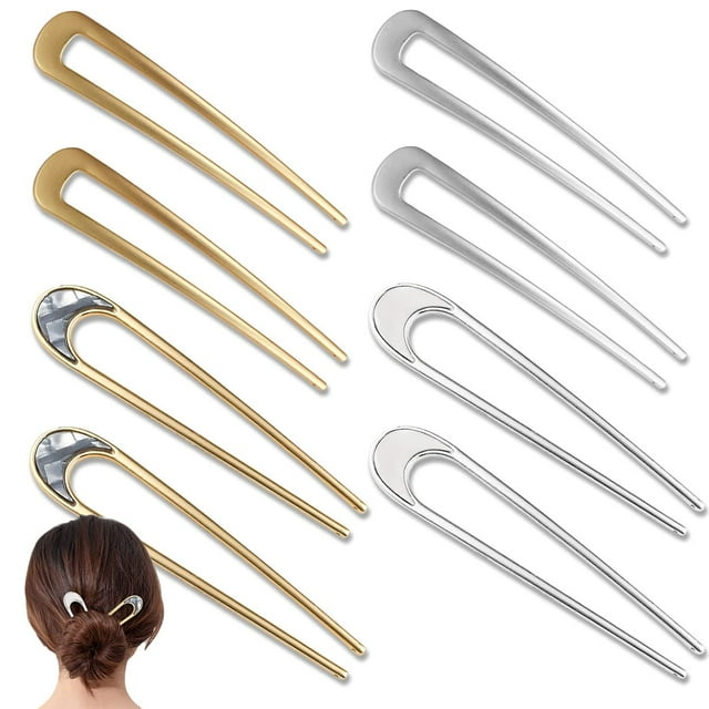 8 Pieces Metal Shaped Hair Pins Forks French Hairpin Vintage Hair ...