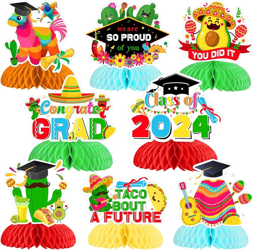 8 Pieces Mexican Graduation Honeycomb Centerpieces for Tables - Fiesta ...