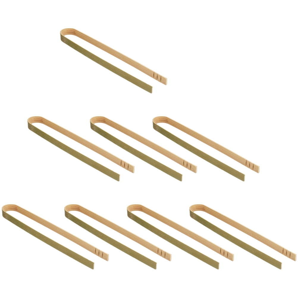 8 Pieces Mini Bamboo Clamps 10 Pcs Ergonomic Bbq Tong Professional ...