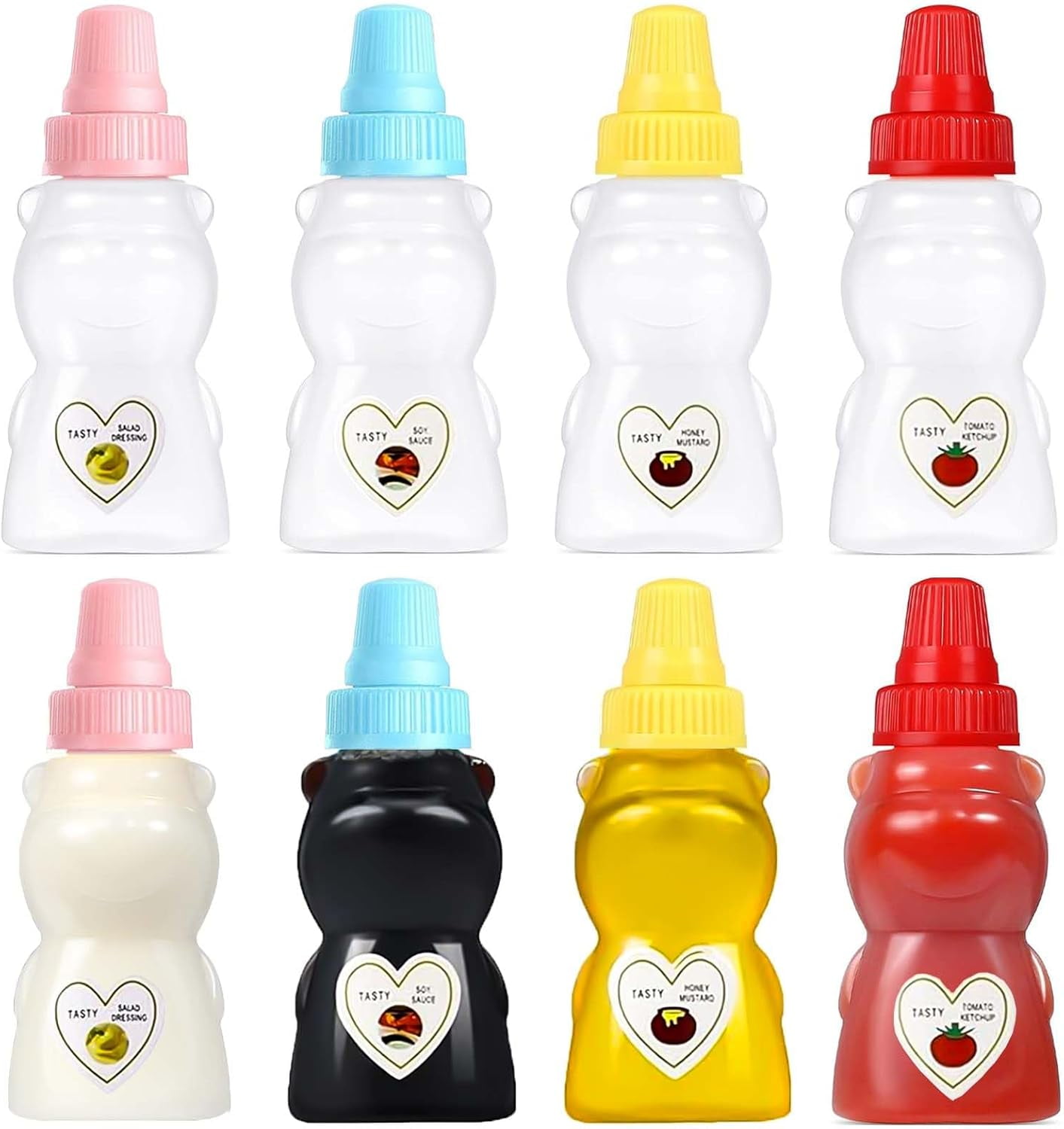 8 Pieces Mini Ketchup Bottle for Lunch Box, Mini Condiment Squeeze ...