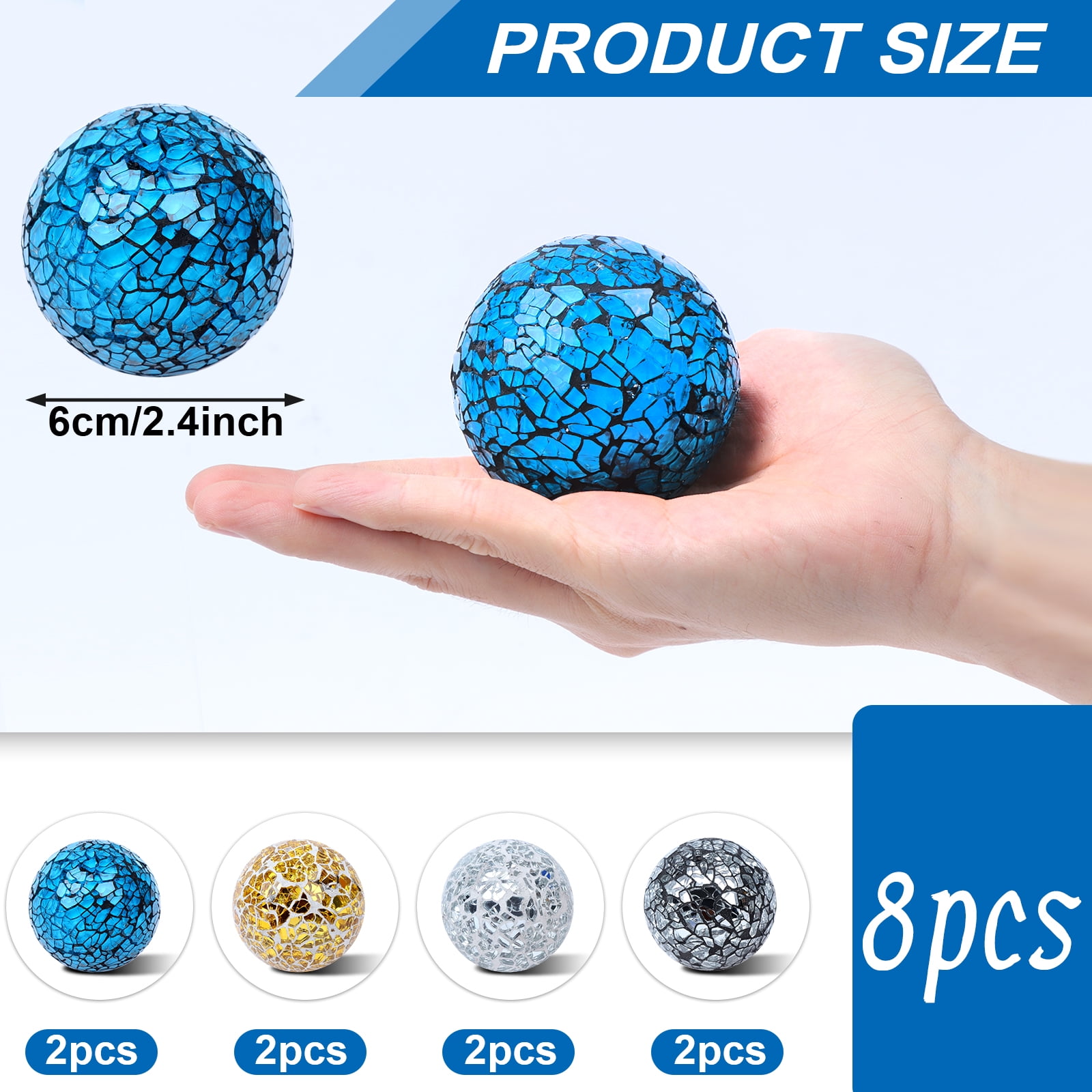 8 Pieces Mosaic Glass Orbs Mosaic Sphere Glass Globe Decorative Orbs ...