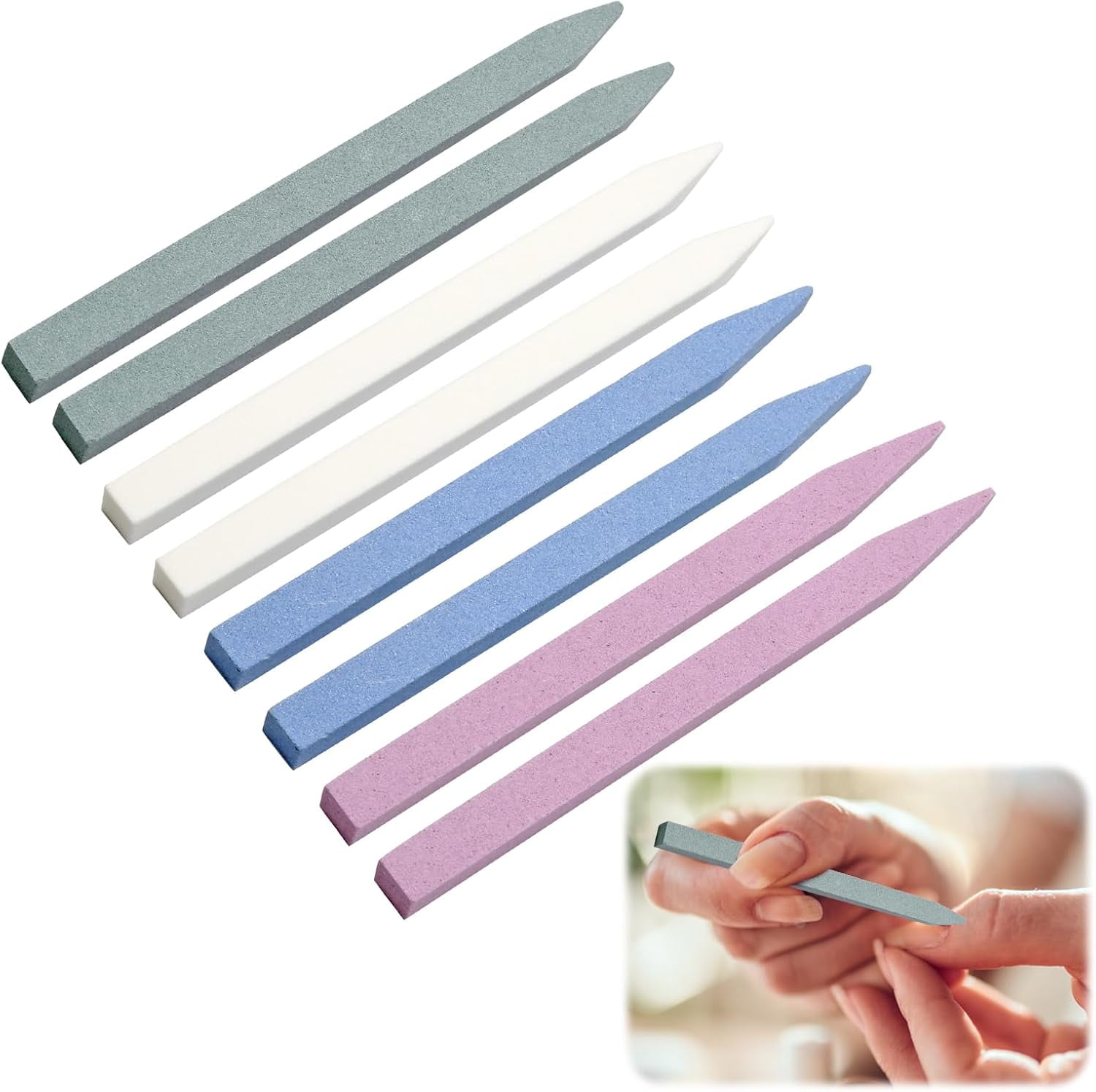 8 Pieces Nail File Stones V-Shaped Nail Cuticle Pusher Nail Pumice ...