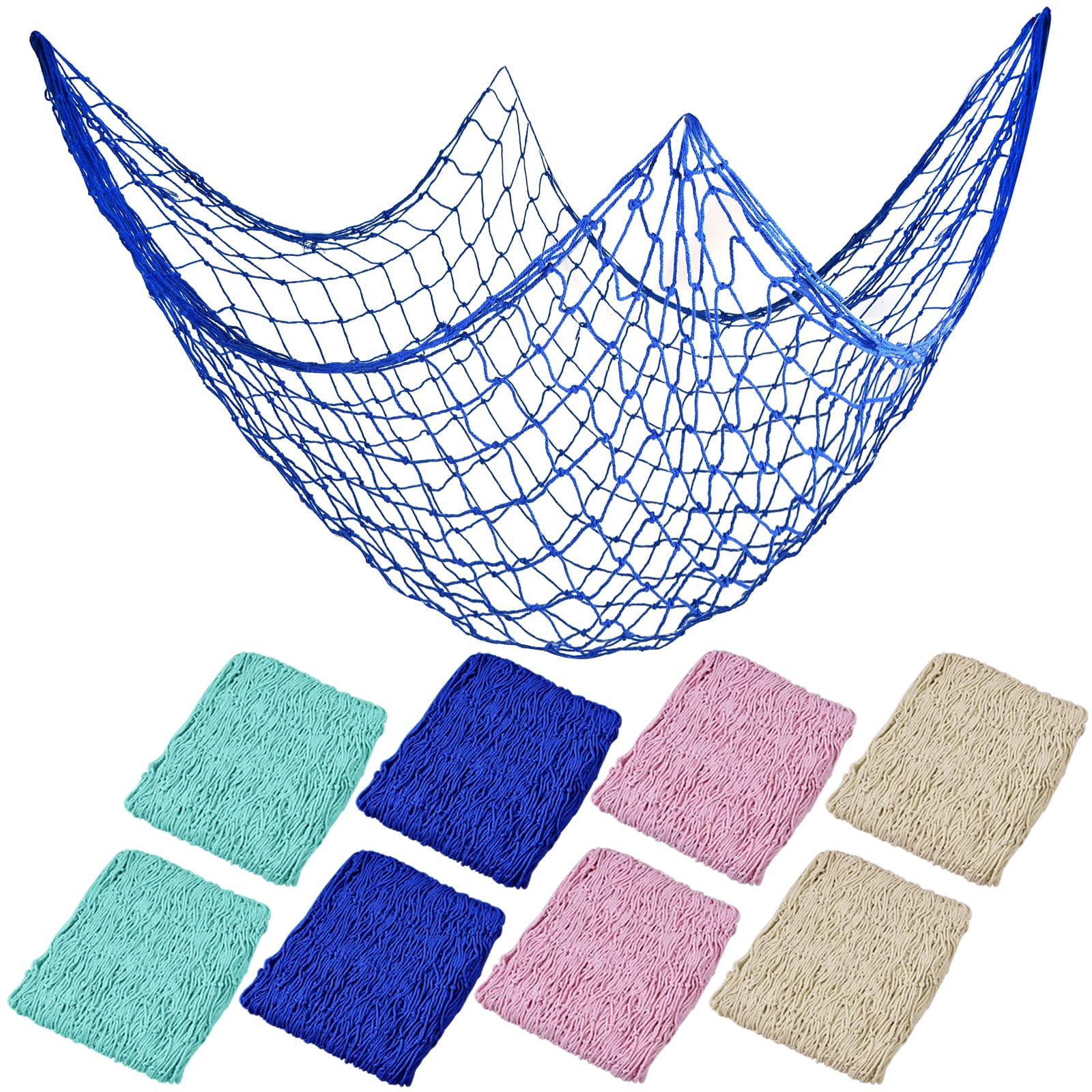 8 Pieces Natural Fish Net Decoration 80" x Hanging Cotton Fishnet Decor ...