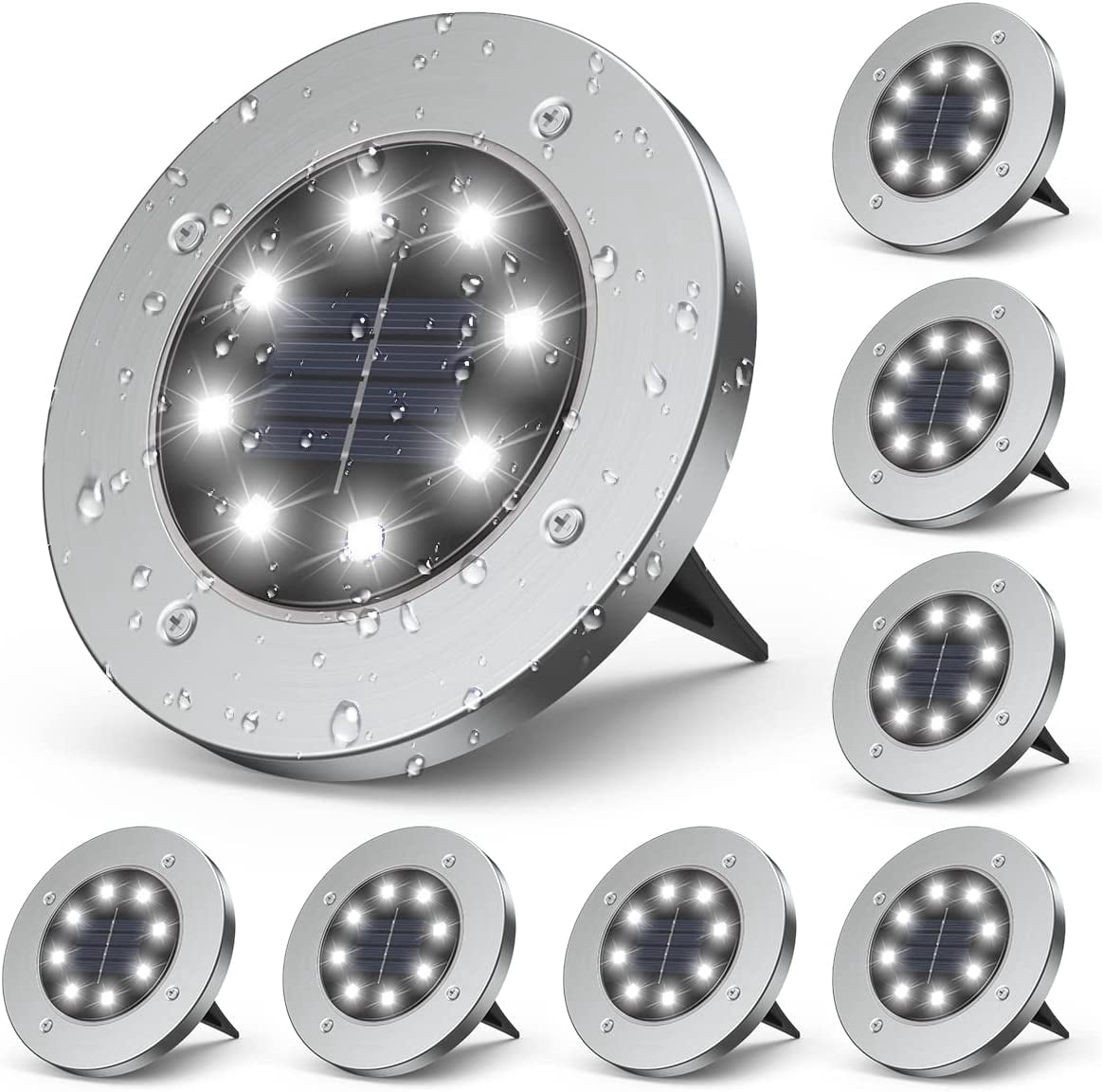 8 Pieces Outdoor Garden Solar Light, Gabless Outdoor Solar Light, 8Led ...