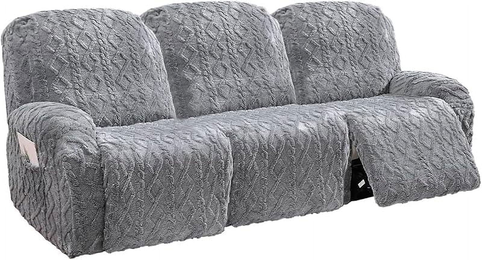 8 Pieces Oversized Recliner Chair Covers, Geometric Jacquard Plush ...