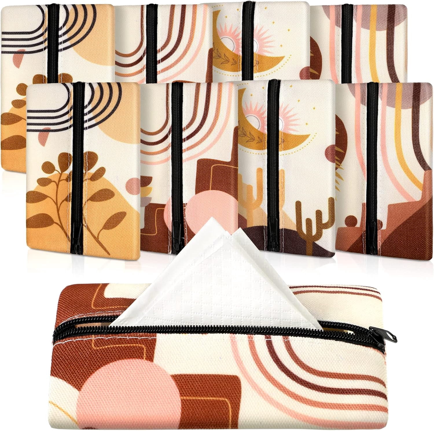 8 Pieces Purse Tissue Holder Reusable Travel Tissue Pouch Fabric Zipper ...