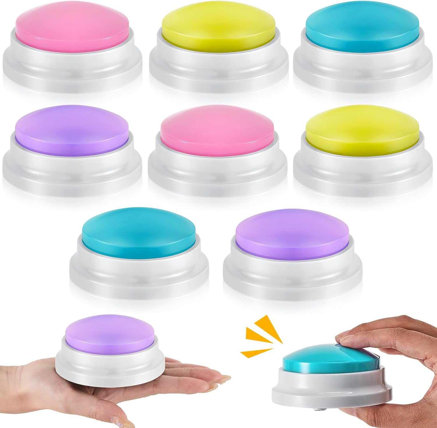8 Pieces Recordable Answer Buzzers Button Game Show Buzzers Recording ...
