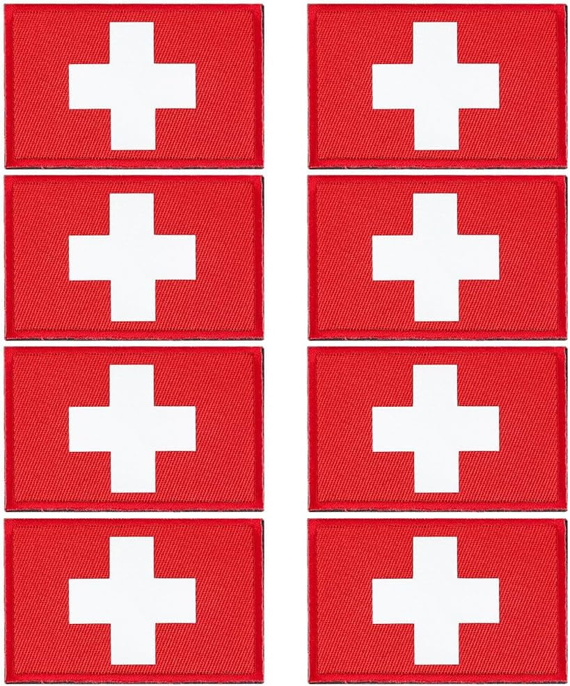 8 Pieces Reflective First Aid Cross Patches Red Nylon Cross Pattern ...