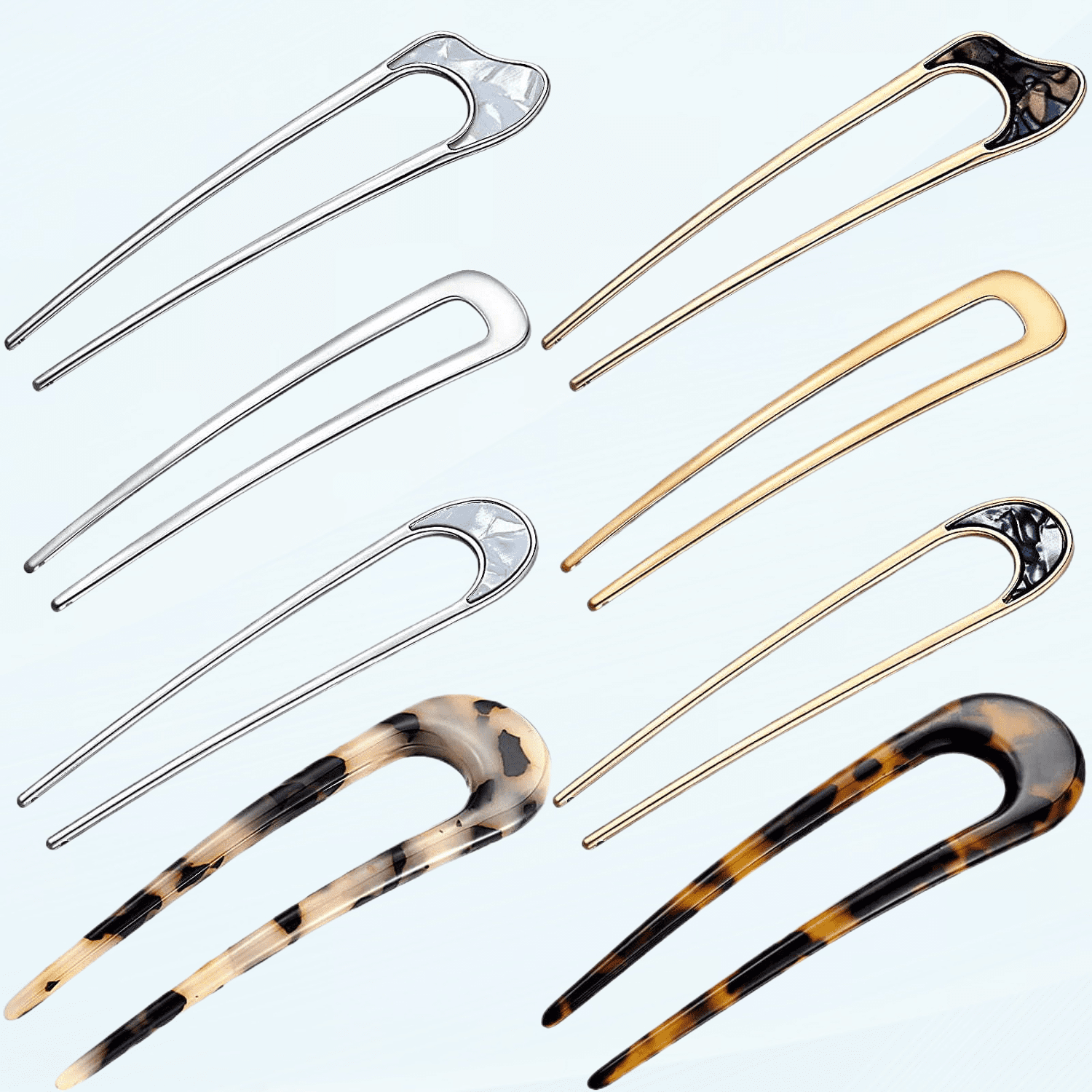 8 Pieces Shaped Hair Pins French Hair Pins Metal French Pins Vintage ...