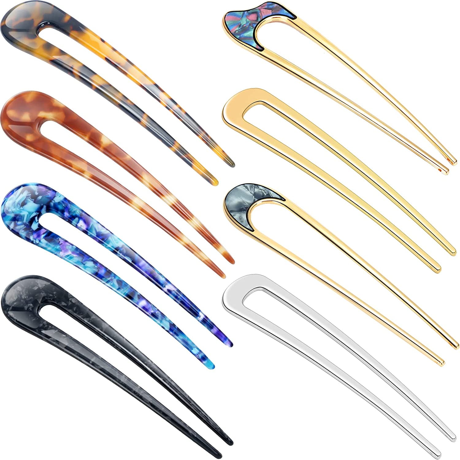 8 Pieces Shaped Hair Pins French Hair Pins Metal French Pins Vintage ...